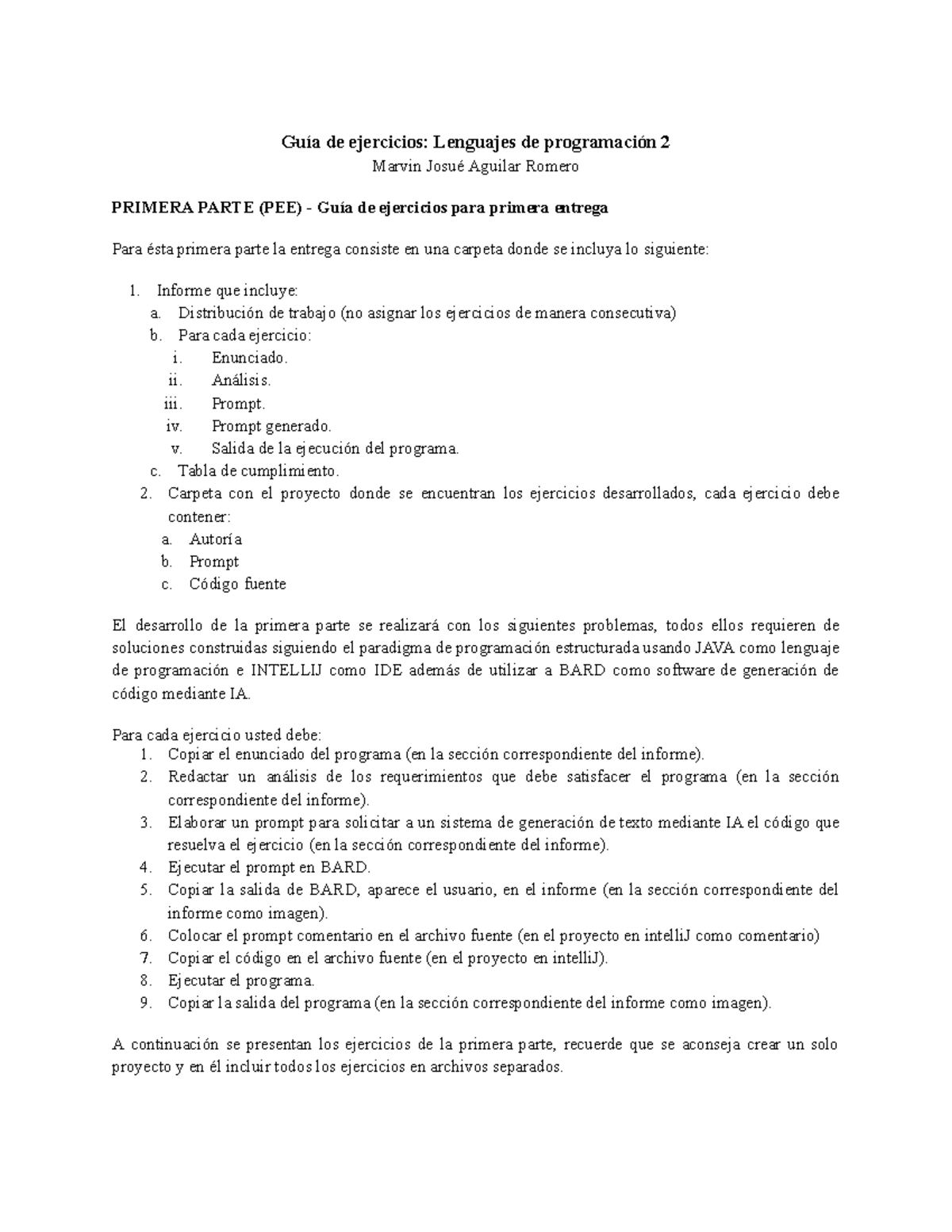 Guía de Ejercicios para IA065: Programación Estructurada en JAVA ...