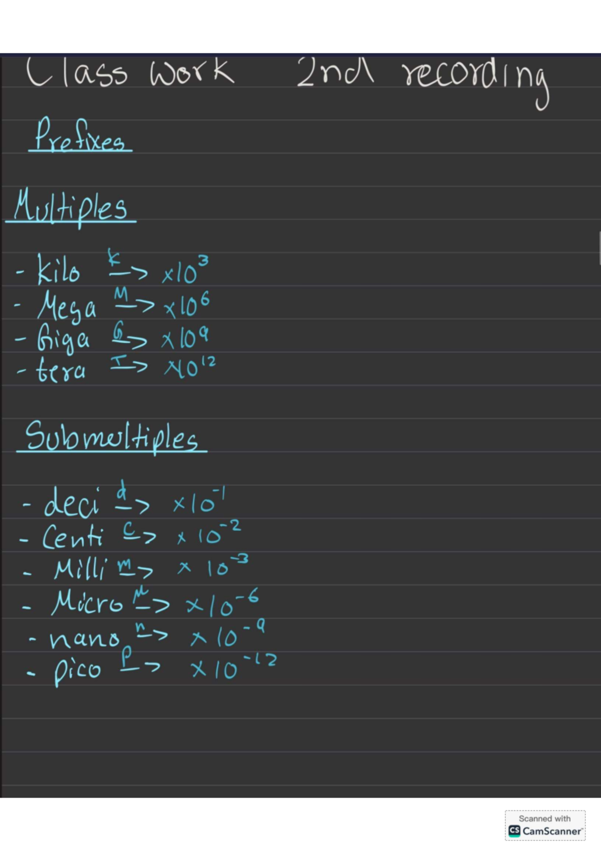 Physics Class Work: Prefixes, Scalars, and Vectors Analysis - Studocu