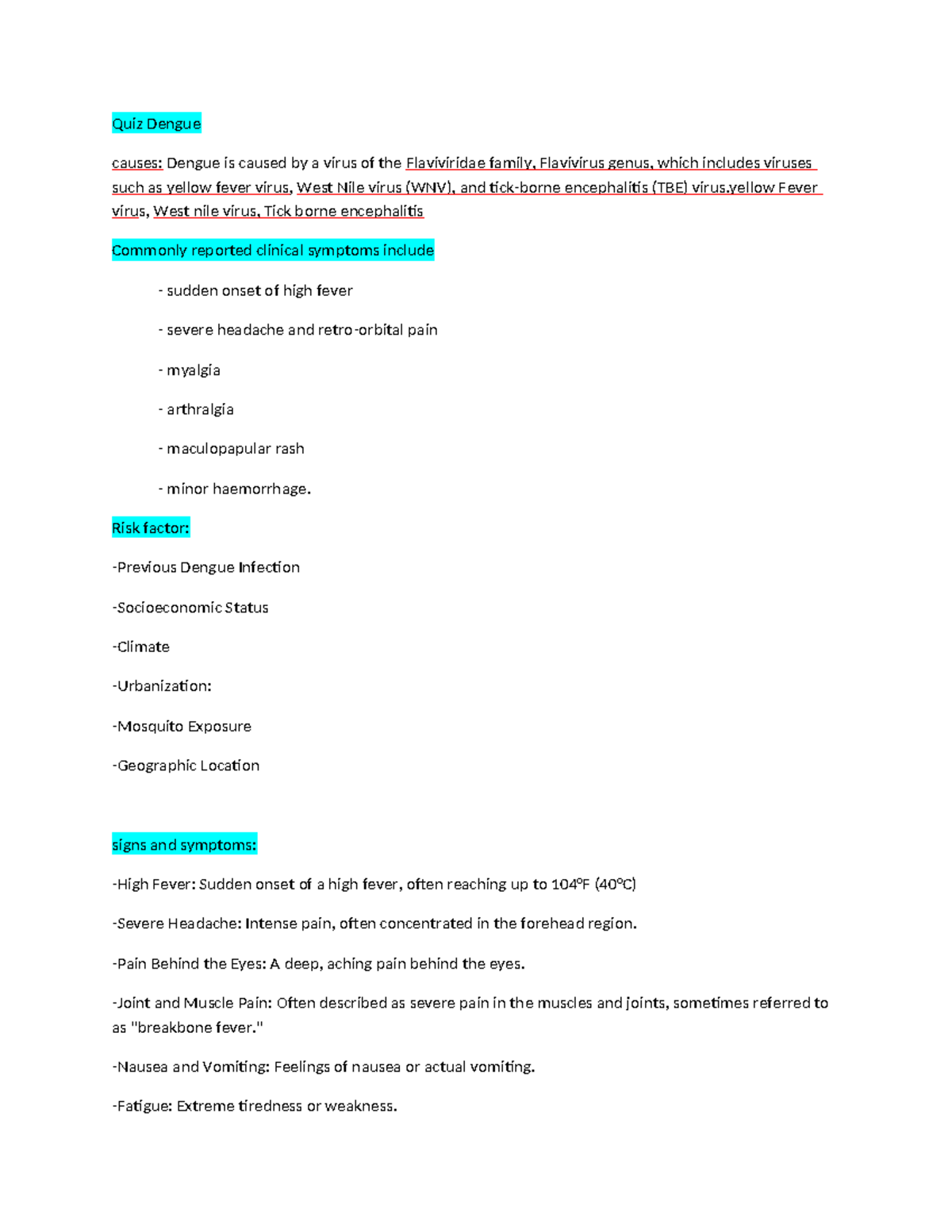 Quiz Dengue-WPS Office - Quiz Dengue causes: Dengue is caused by a ...