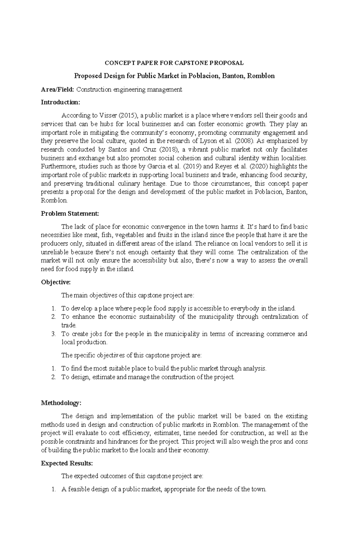 Capstone Concept Paper: Designing a Public Market in Poblacion, Banton ...