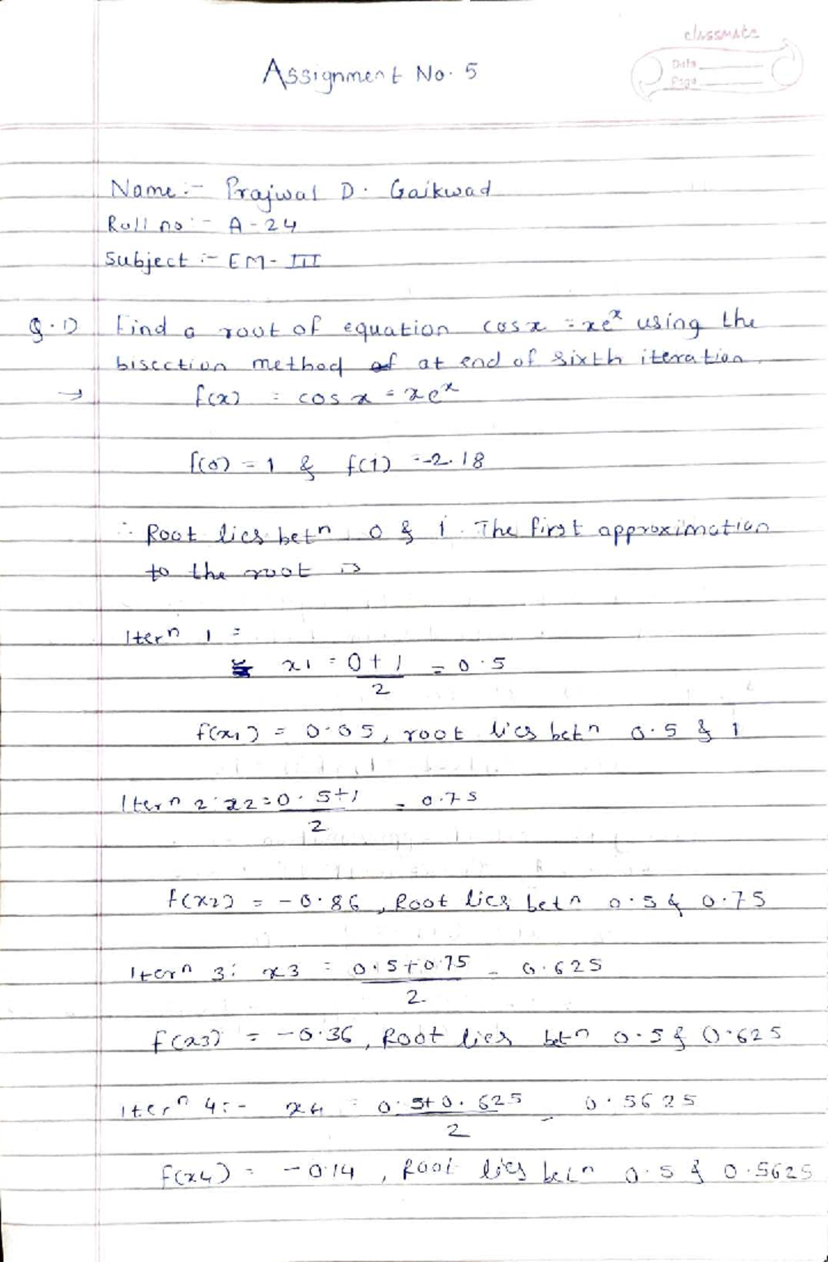 M3 Assignment 5: Solving Equations Using Iterative Methods - Studocu