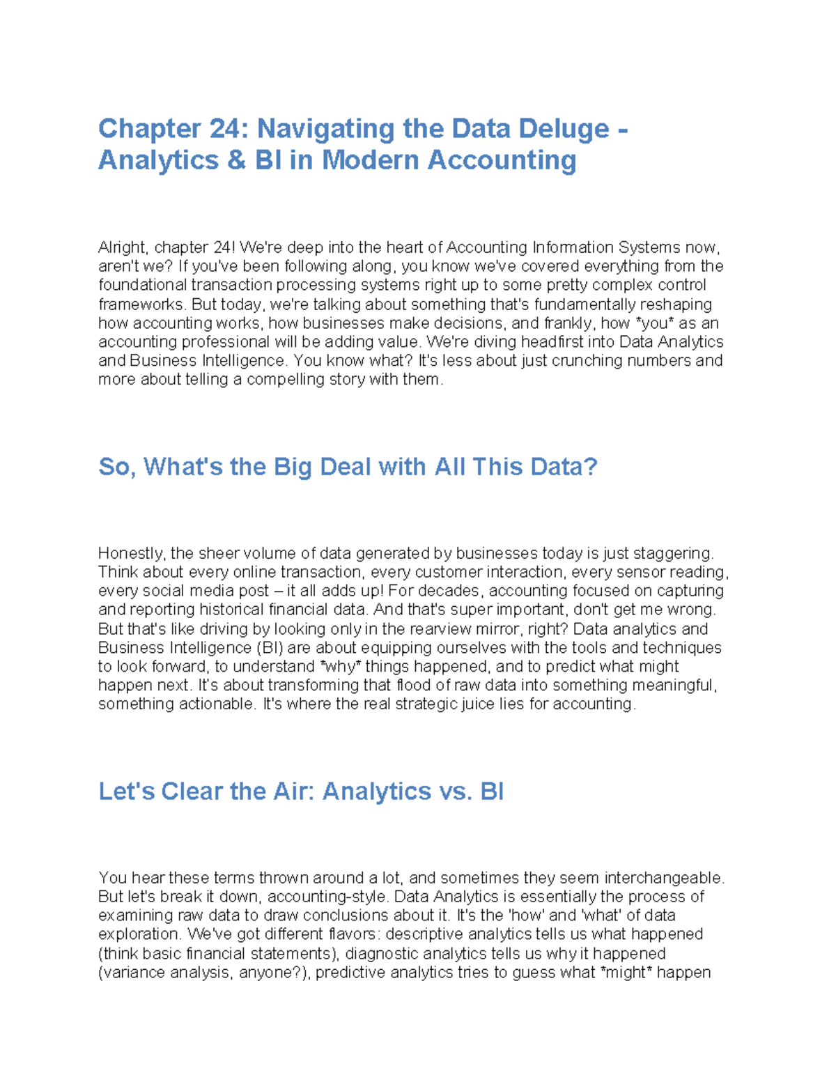 Chapter 24 Review: Data Analytics & BI in Accounting Info Systems - Studocu