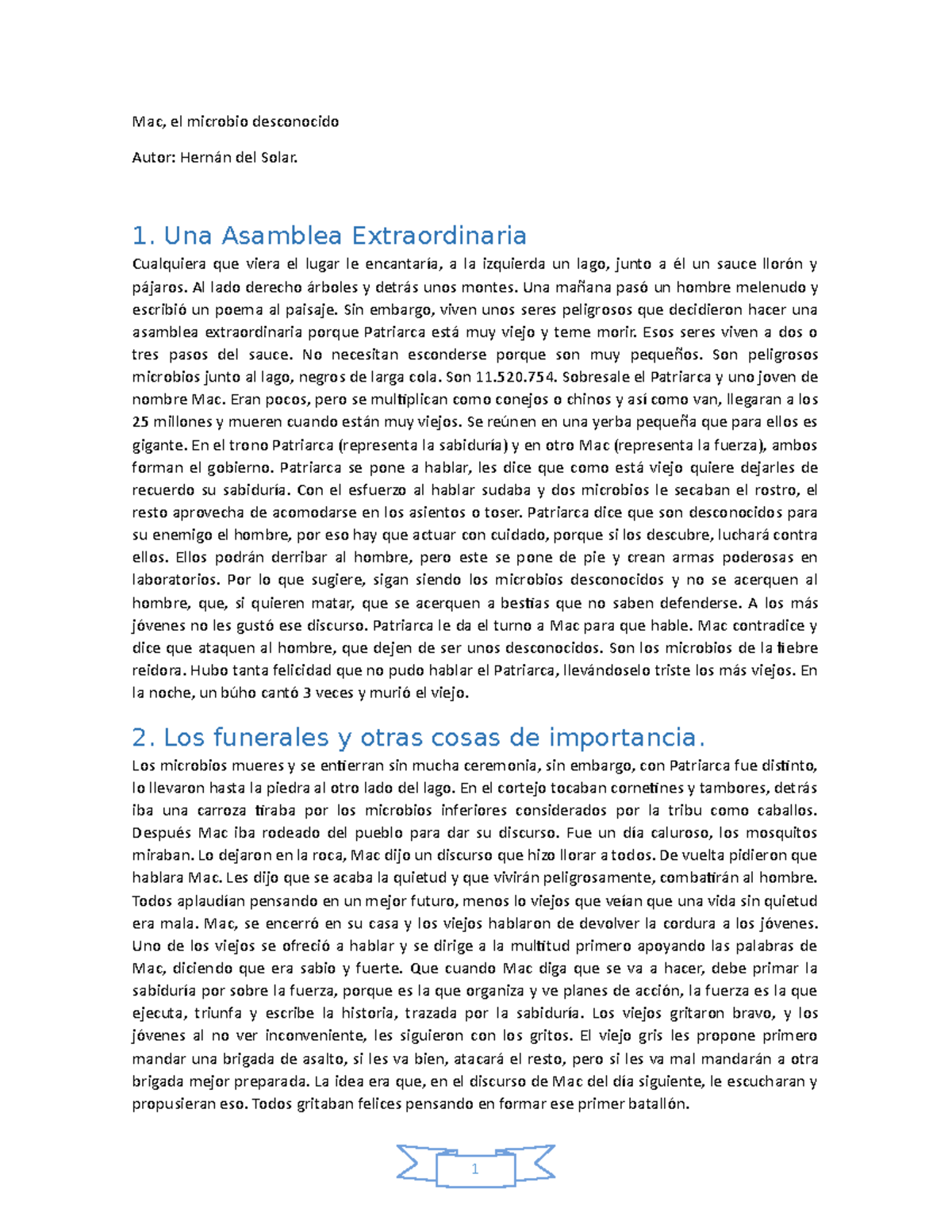 Resumen de "Mac, el microbio desconocido" - Análisis Literario - Studocu