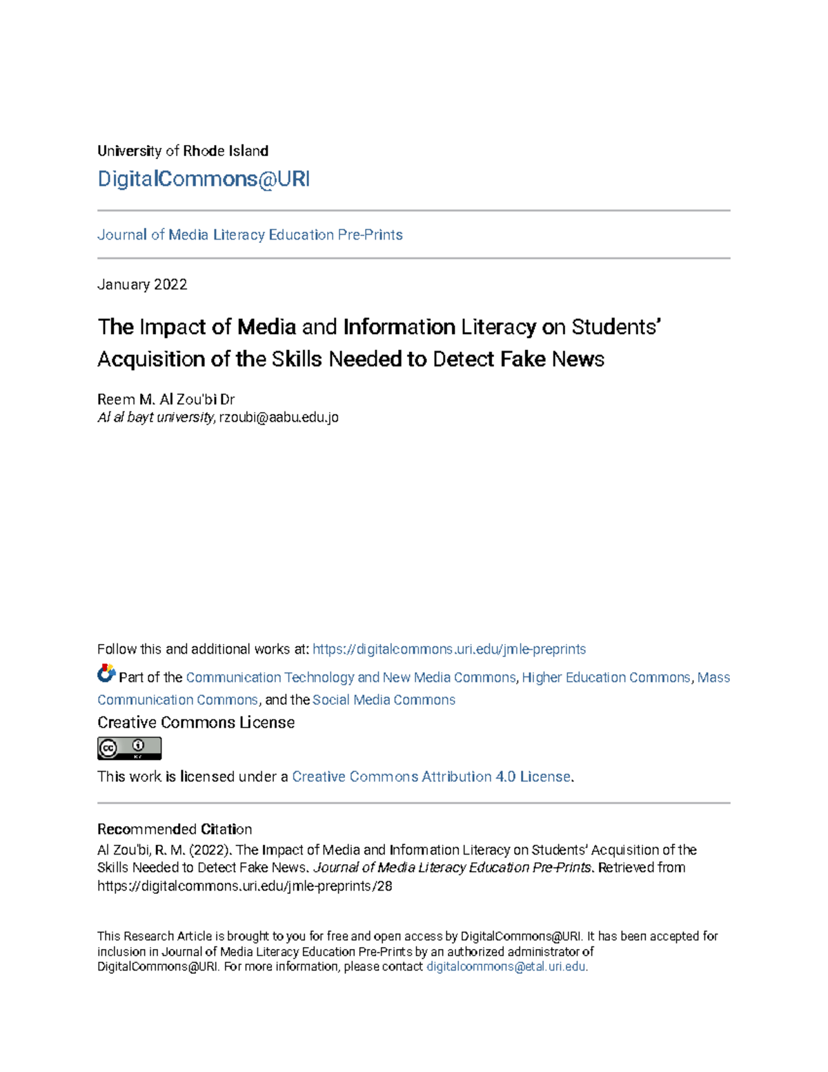 The Impact of Media Literacy on Detecting Fake News in Students - Studocu
