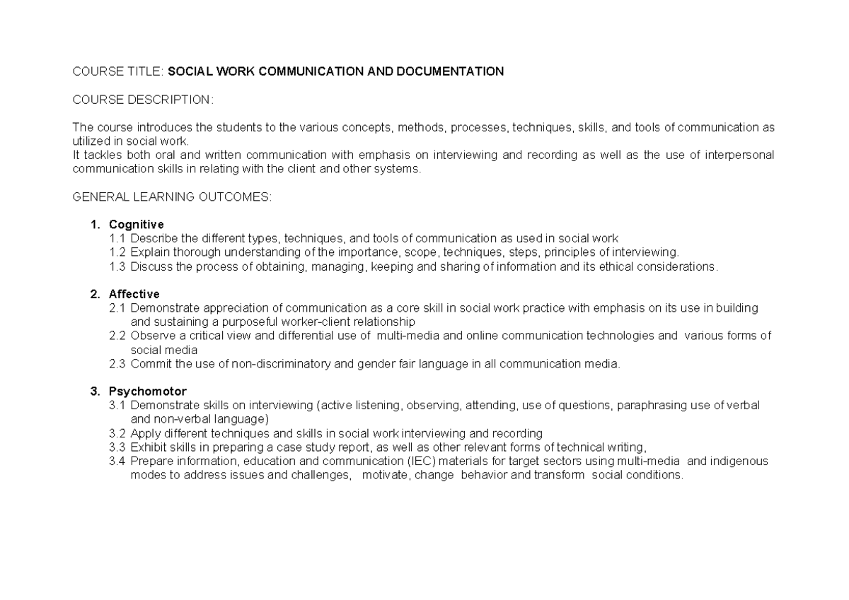 SWK 101: Social Work Communication & Documentation Overview - Studocu