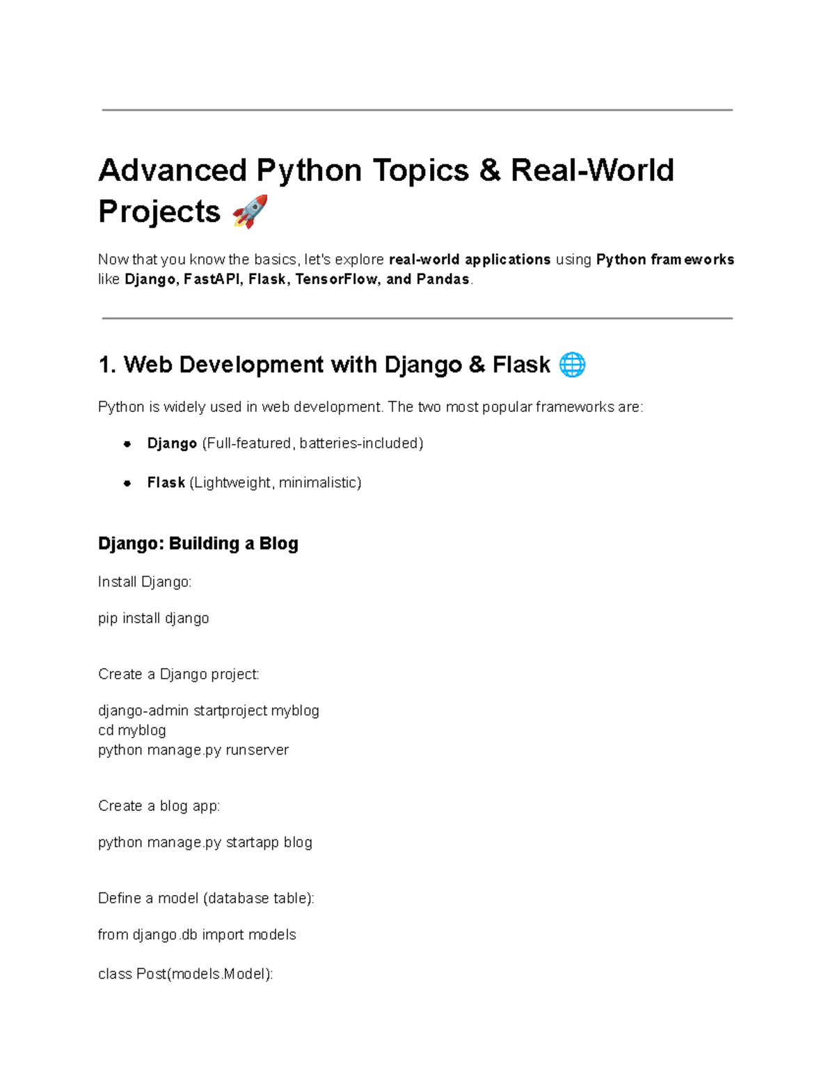 Advanced Python Topics & Real-World Projects - 1. Web Development with ...