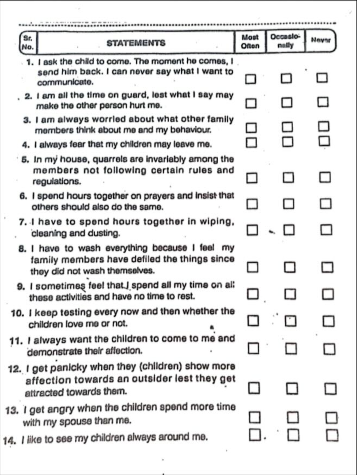 Family Pathology Scale: Assessing Parental Behaviors and Concerns - Studocu