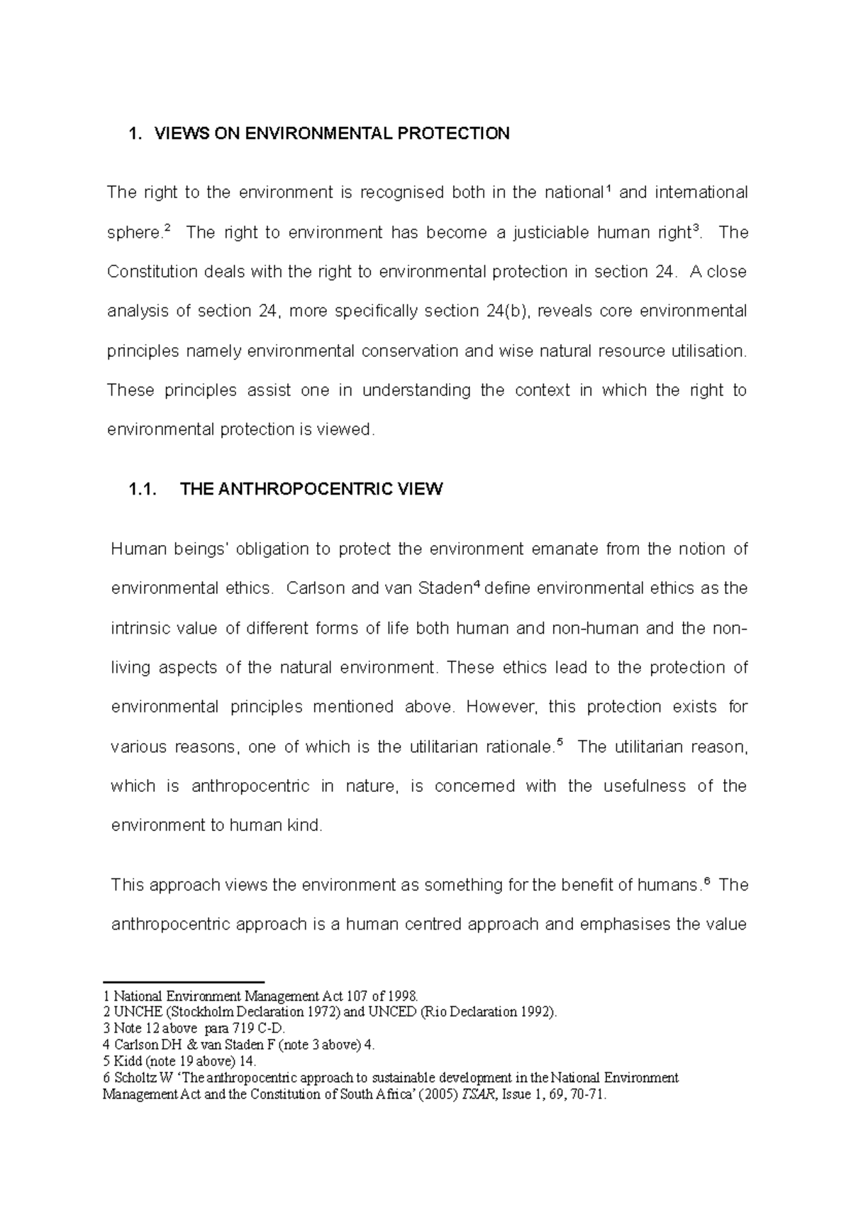 Environmental Protection Perspectives: Insights from Lecture 1 - Studocu