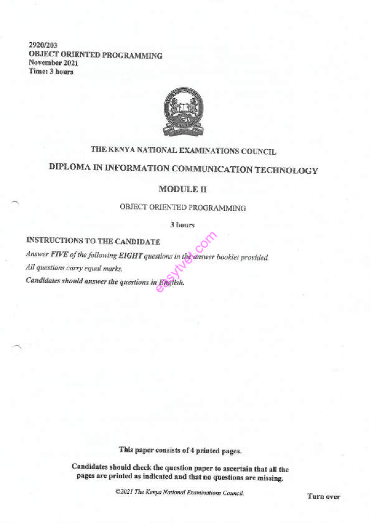 OOP 2021 Exam Questions for Revision - ICT Diploma Module II - Studocu