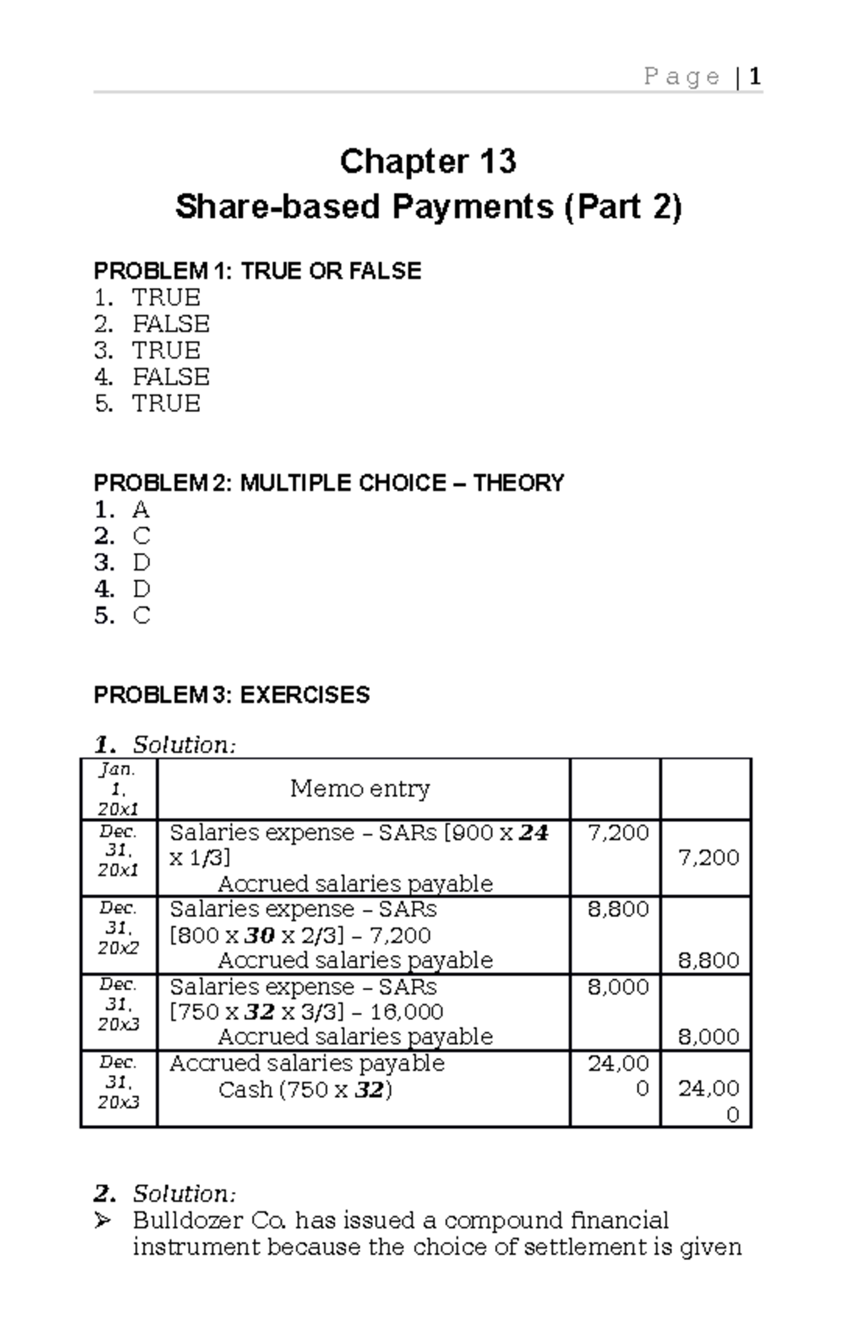 SOL. MAN. Chapter 13 Share-Based Payments - Study Guide (Part 2) - Studocu