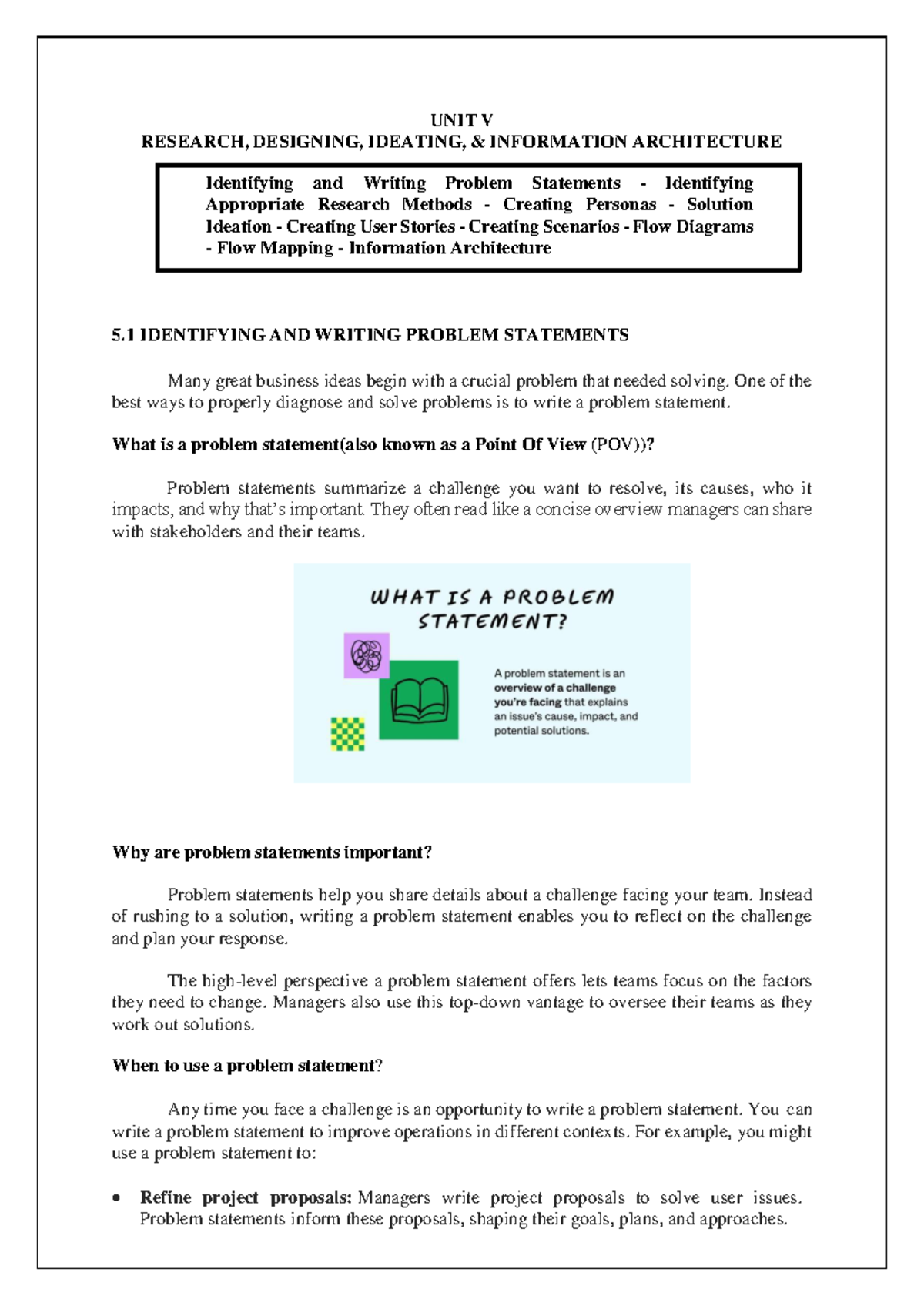 Unit 5: Problem Statements and UX Research Techniques in UI/UX Design ...
