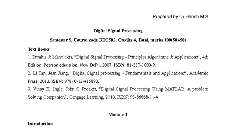 Digital Signal Processing Notes - BEC502 Semester 5 - Studocu