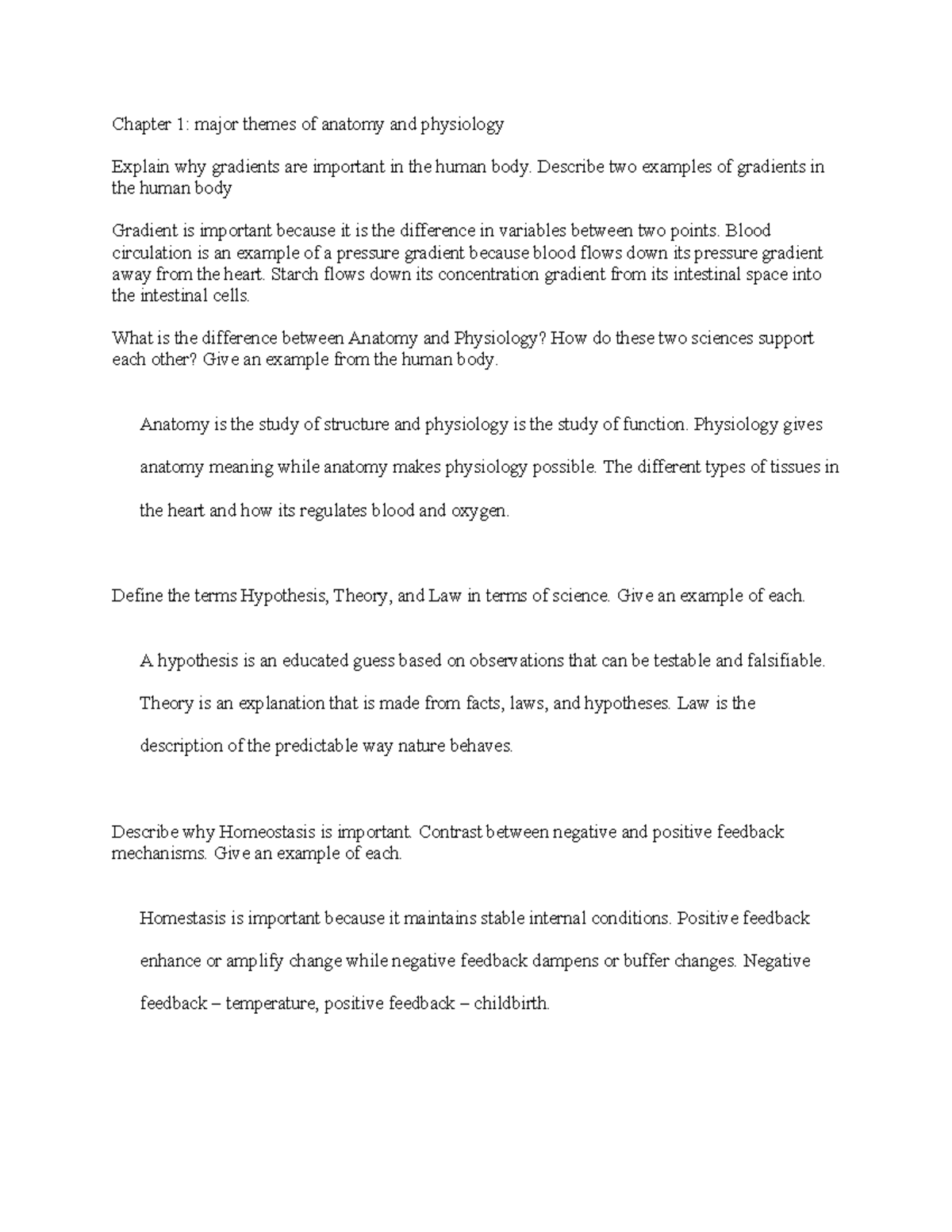 Anatomy and physiology: Major themes and gradients in the human body ...