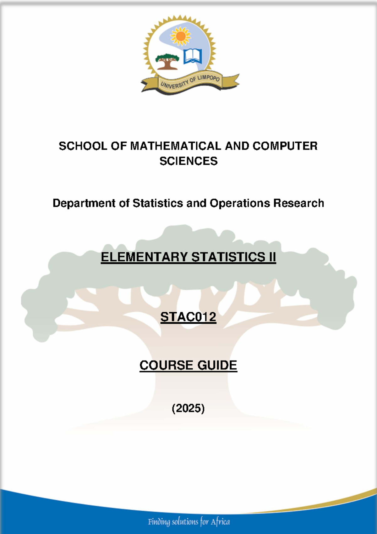 STAC012 Elementary Statistics II Study Guide (2025) - Studocu