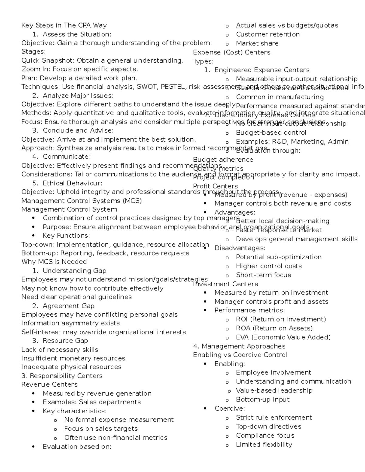 Management Control Systems - Key Steps in The CPA Way 1. Assess the ...