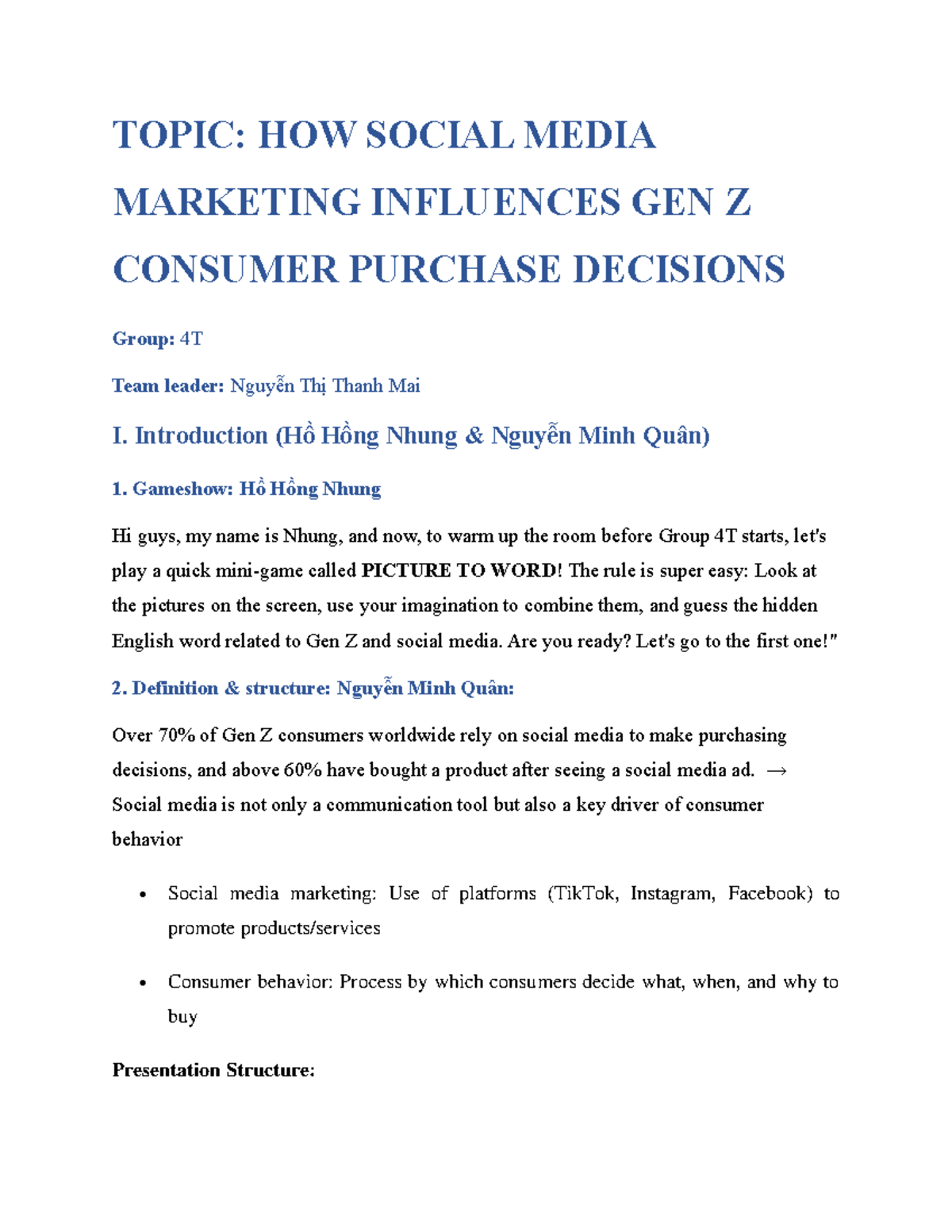 4T Presentation: Impact of Social Media Marketing on Gen Z Purchases ...