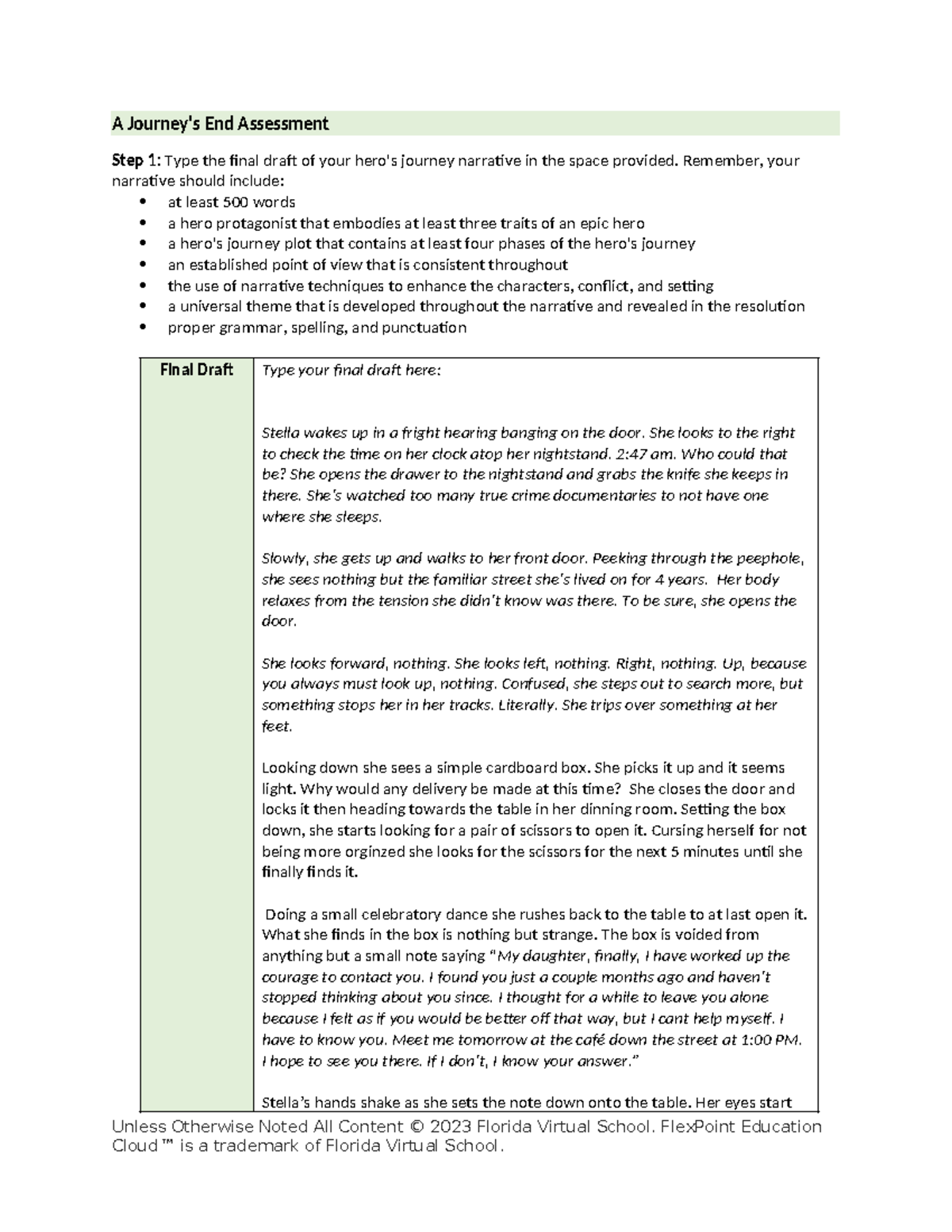 A End Assessment: Epic Hero Journey Narrative by Daniella Gonzalez ...