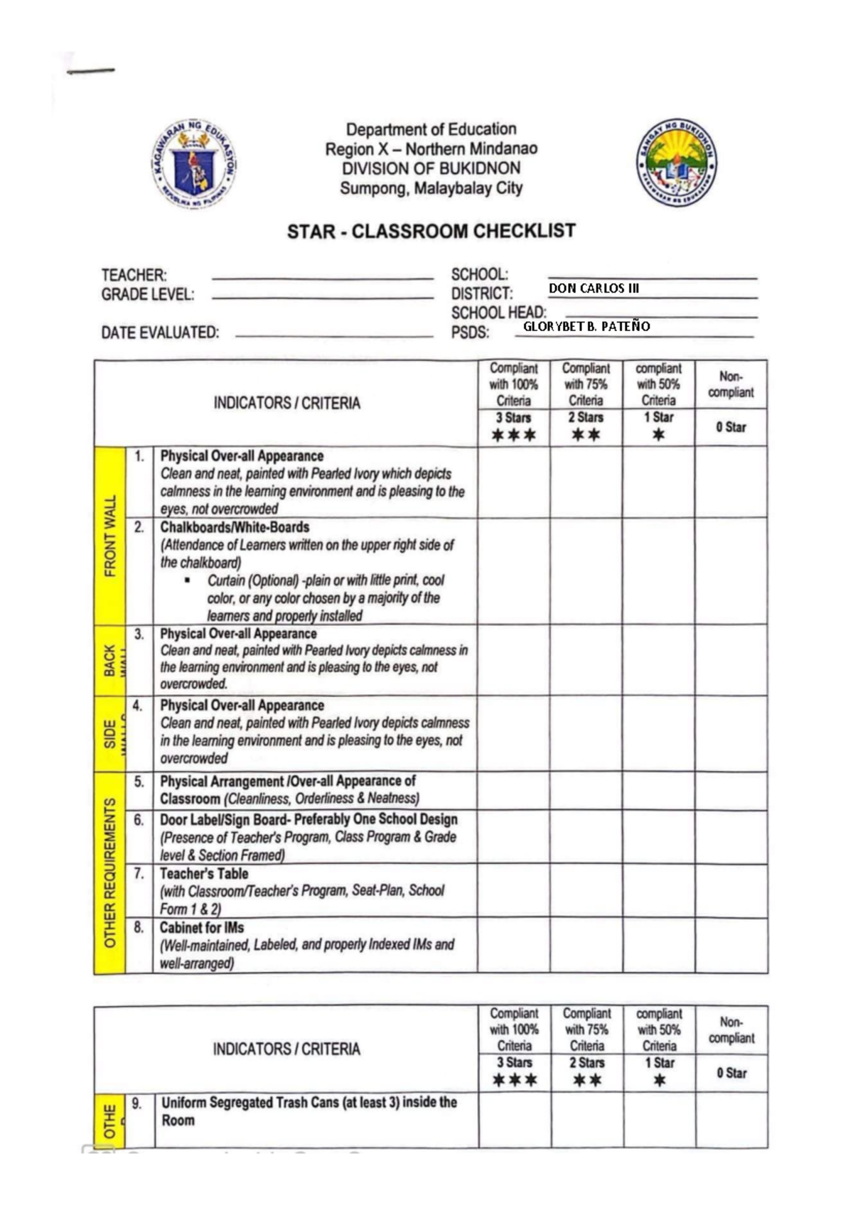 STAR Classroom Checklist for Evaluation - AMERICAN NG EDUALION - Studocu