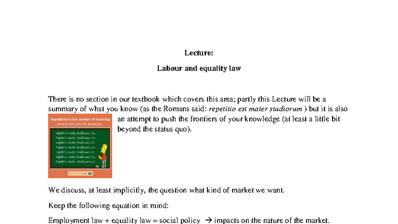 Lecture: Labour and Equality Law Overview (CLE 101) - Studocu