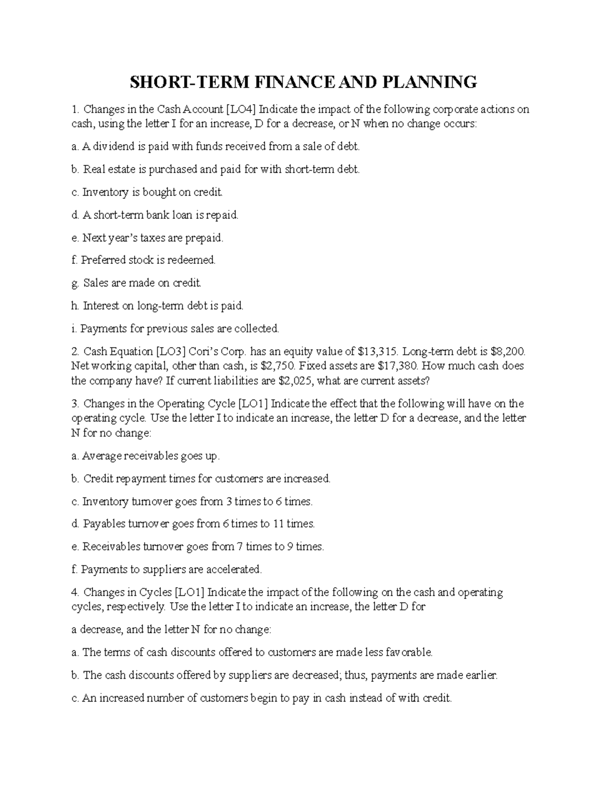 Short-Term Finance & Planning Concepts: Key Insights & Calculations ...