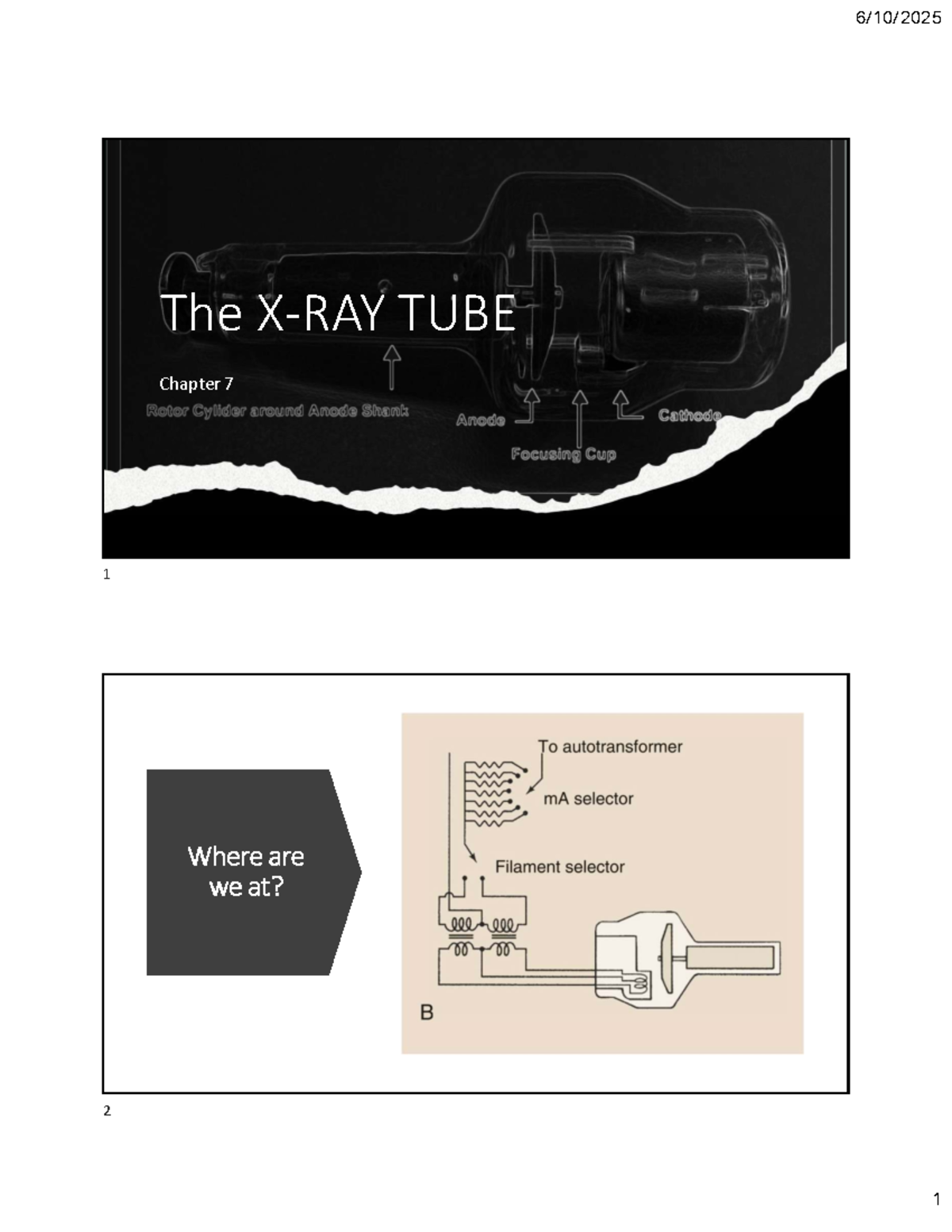 X-RAY TUBE COMPONENTS AND RADIATION PRODUCTION (RAD 201) - Chapter 7 ...