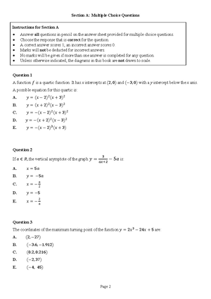 Mathematical Methods Unit 4 SAC 2: Functions, Graphs, and Calculus ...