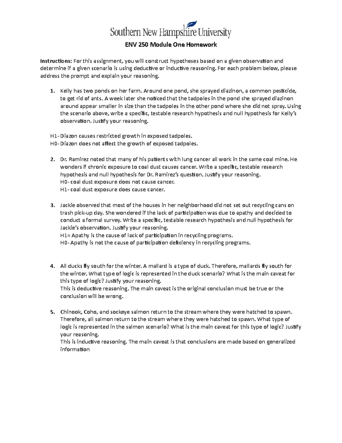 ENV 250 Module One Homework - ENV 250 Module One Homework Instructions ...