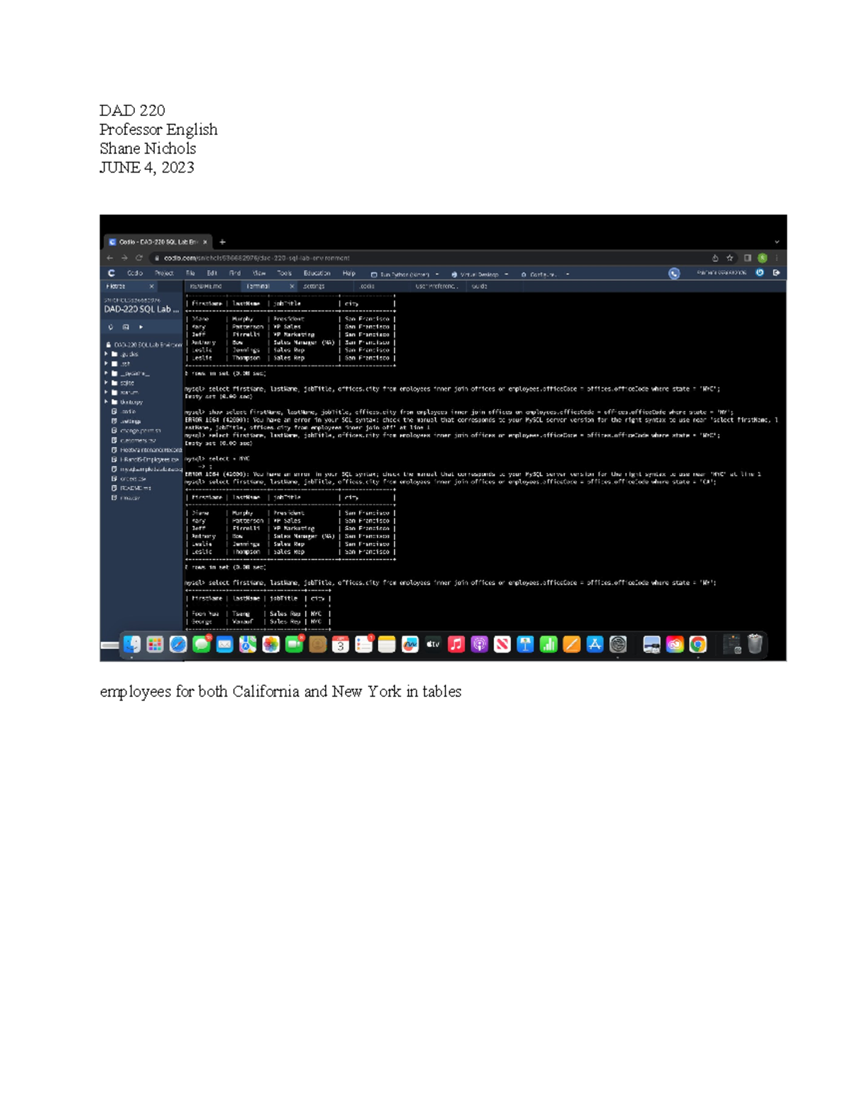 DAD 220 Lab 1 - Analyzing ERD Relationships and Cardinalities - Studocu