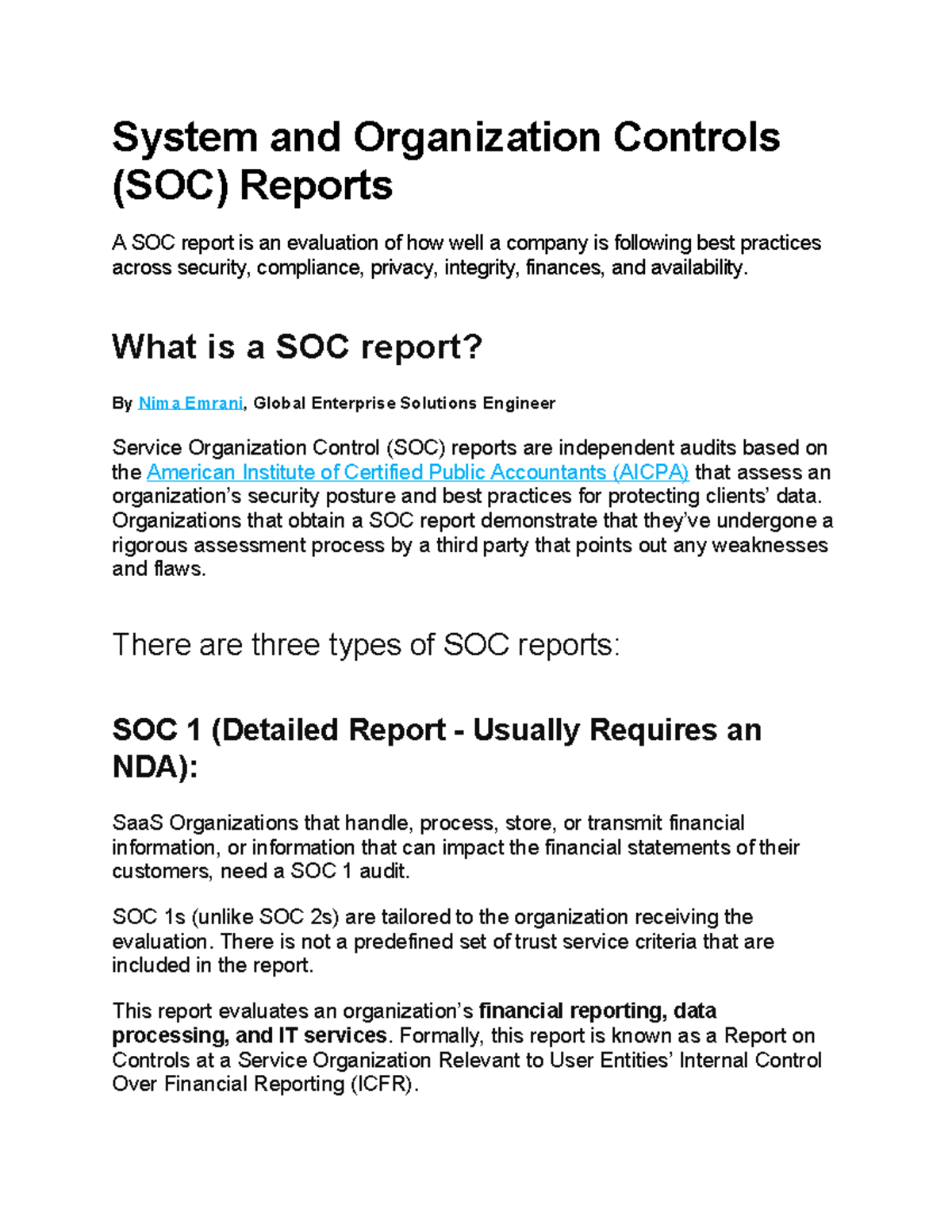 System and Organization Controls (SOC) Reports Overview and Types ...