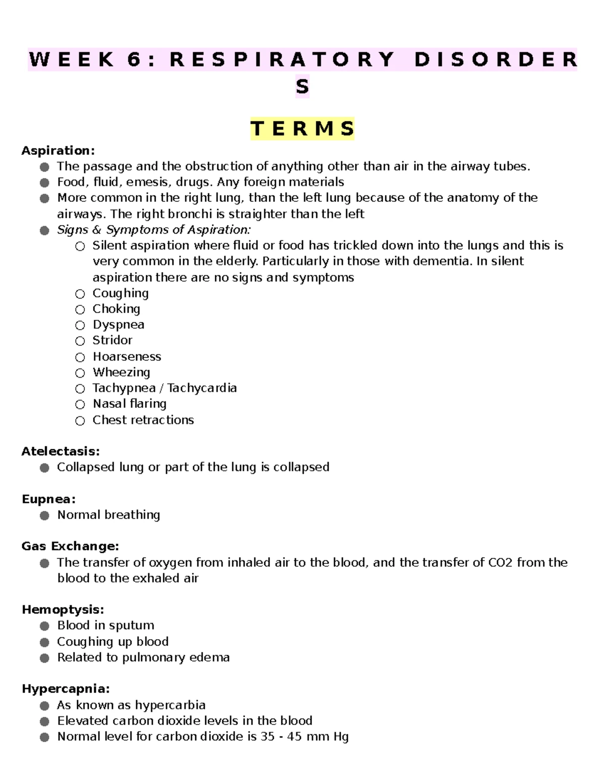 example exam questions on respiratory system - Respiratory system ...