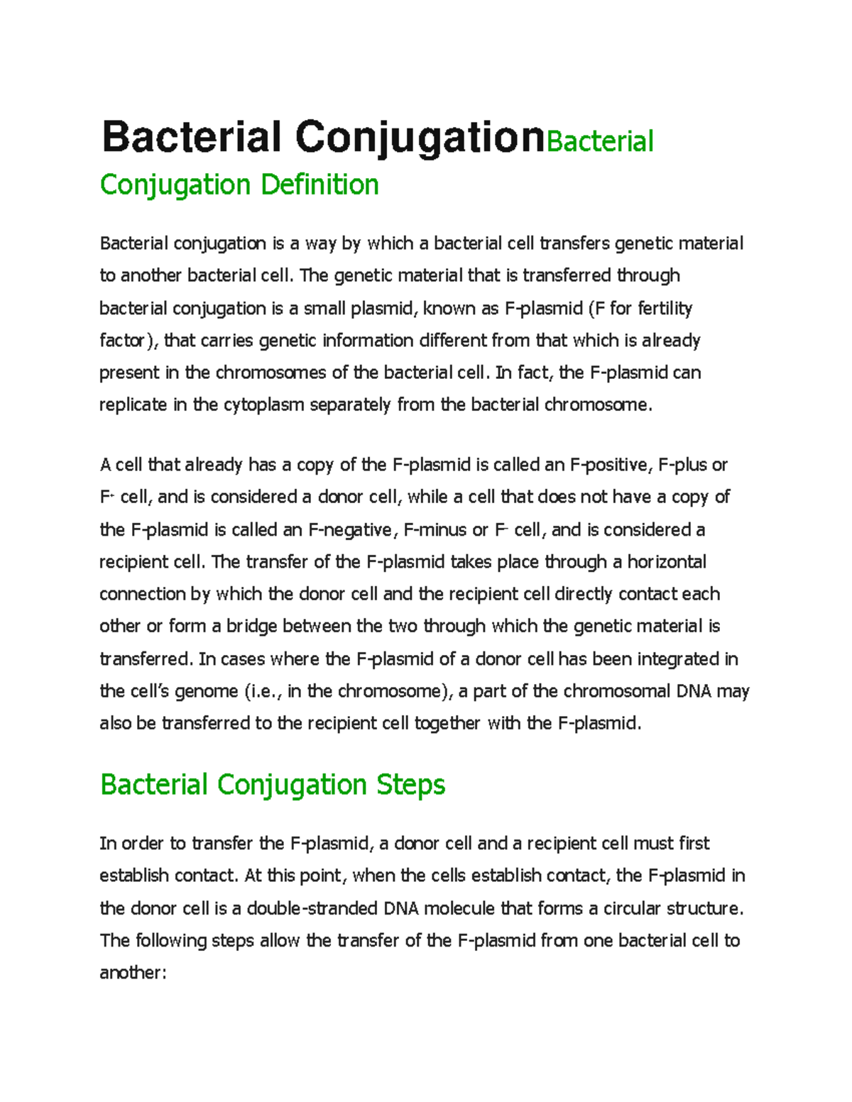 Bacterial Conjugation Bacterial Conjugation Definition - Bacterial ...