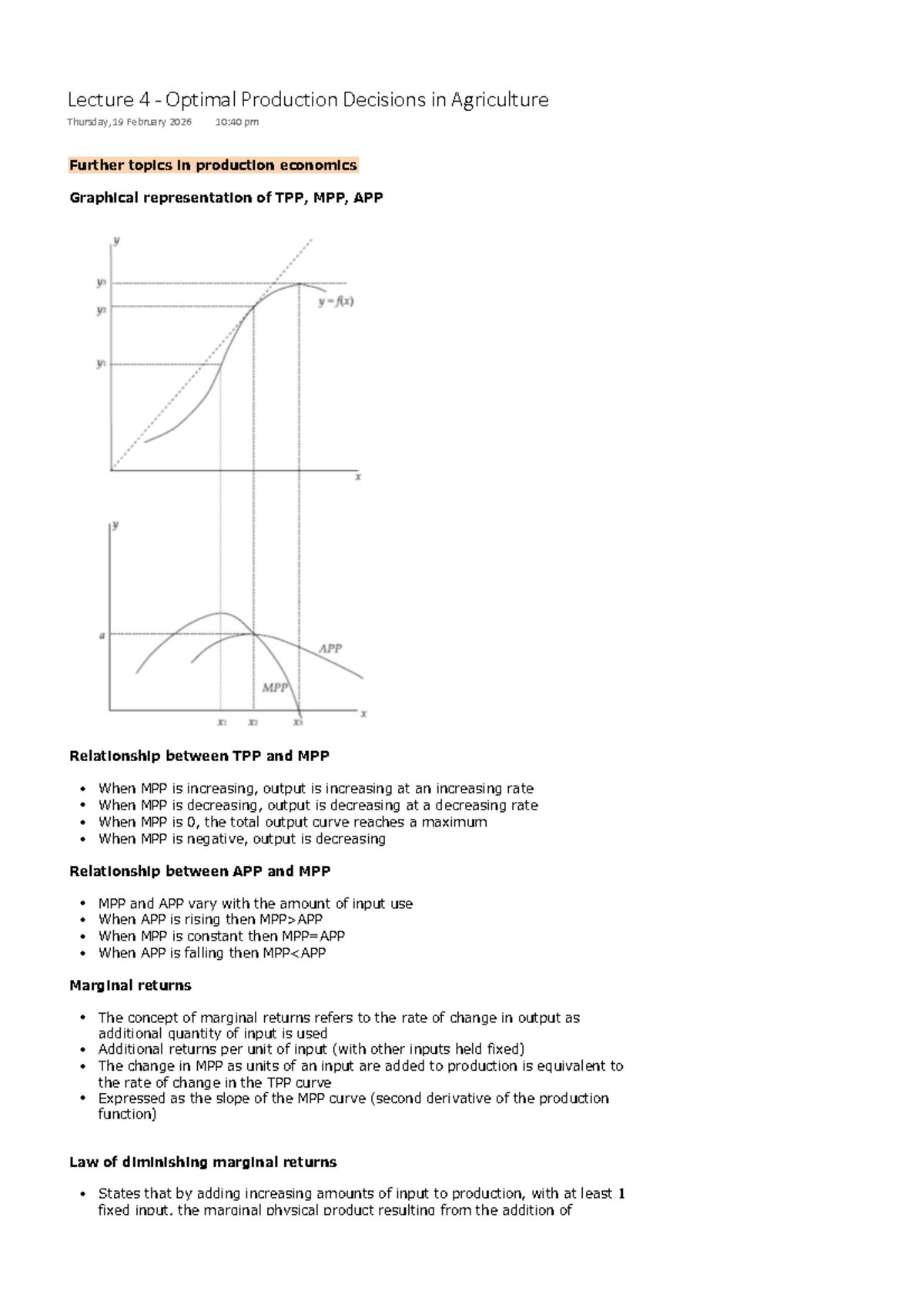 Lecture 4 - Optimal Production Decisions in Agriculture - Studocu