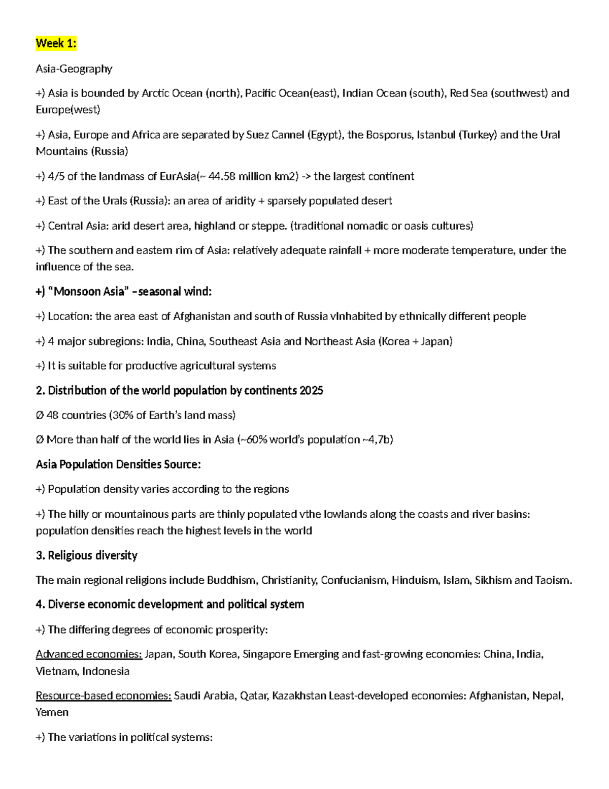 Week 1-5: Overview of Asian Geography, Civilizations, and Modern ...