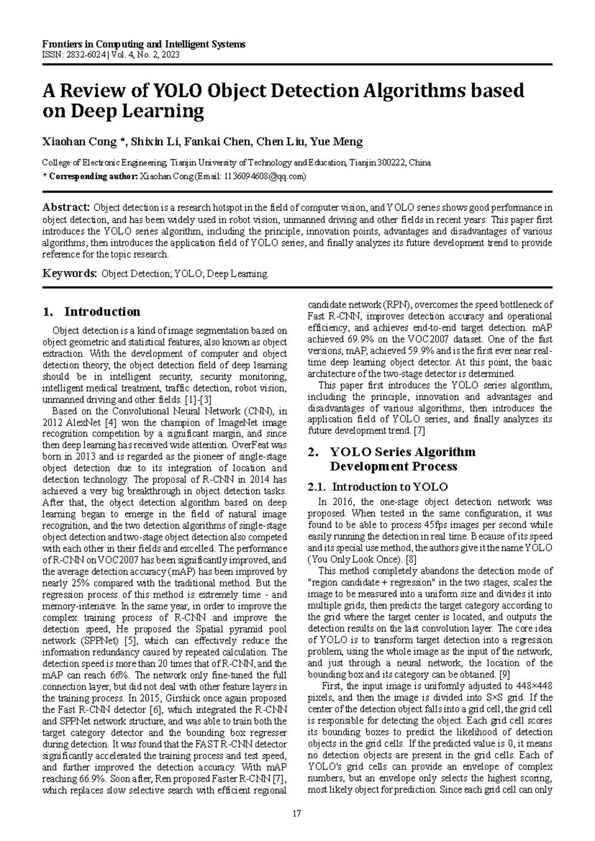 A Review of YOLO Object Detection Algorithms in Deep Learning - Studocu