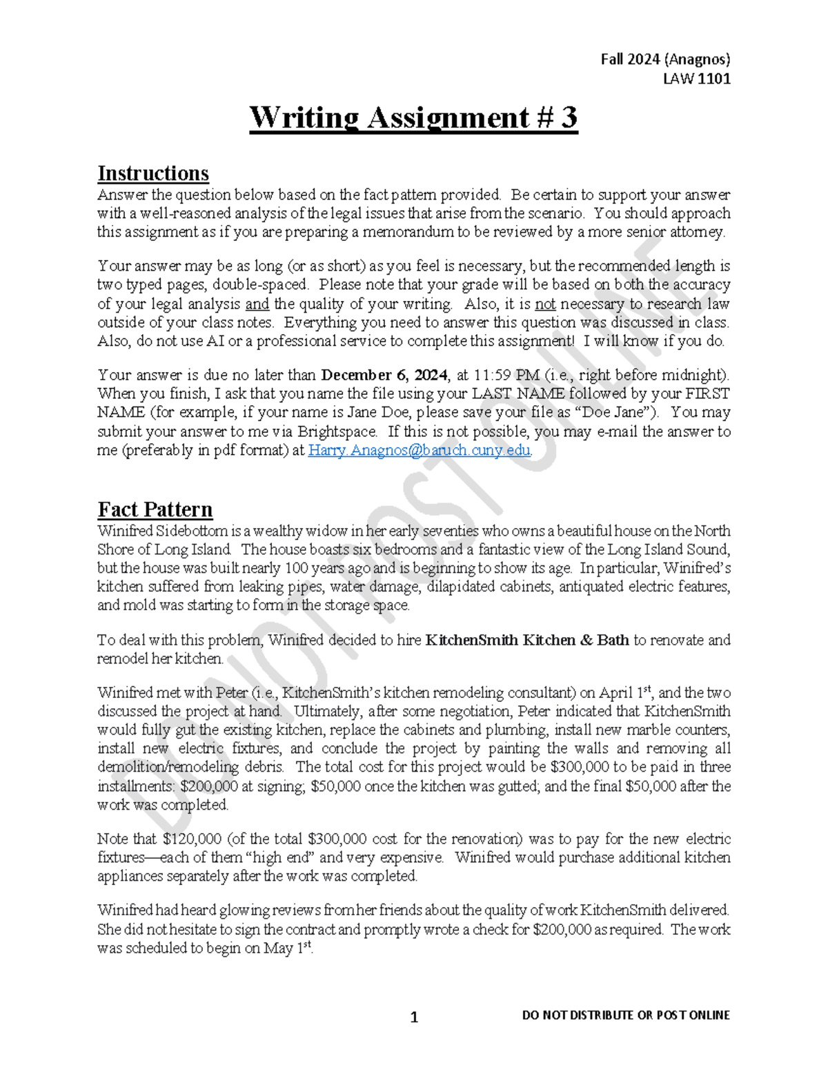 Writing Assignment #3 Analysis - LAW 1101 (Fall 2024) - Studocu