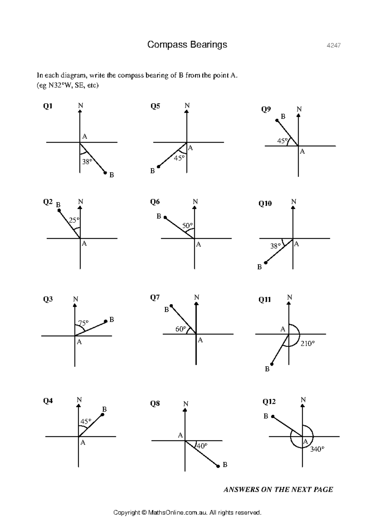 Compass Bearings 4247: Determine Bearings of B from A - Studocu