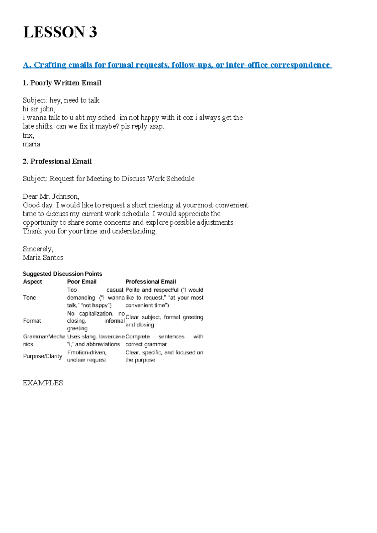 ECA Q4 L3 L4 Student - Effective Email & Listening Skills Lesson Notes ...