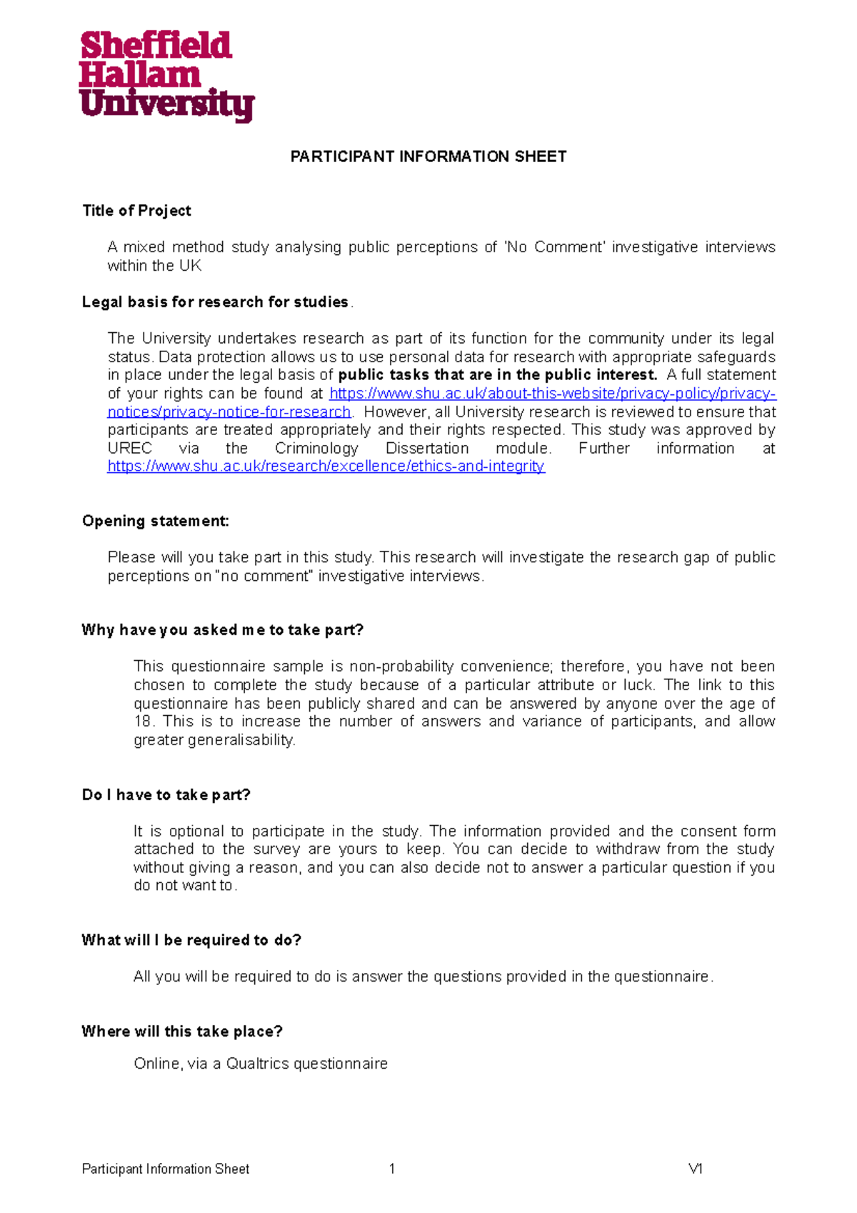 Participant Information Sheet