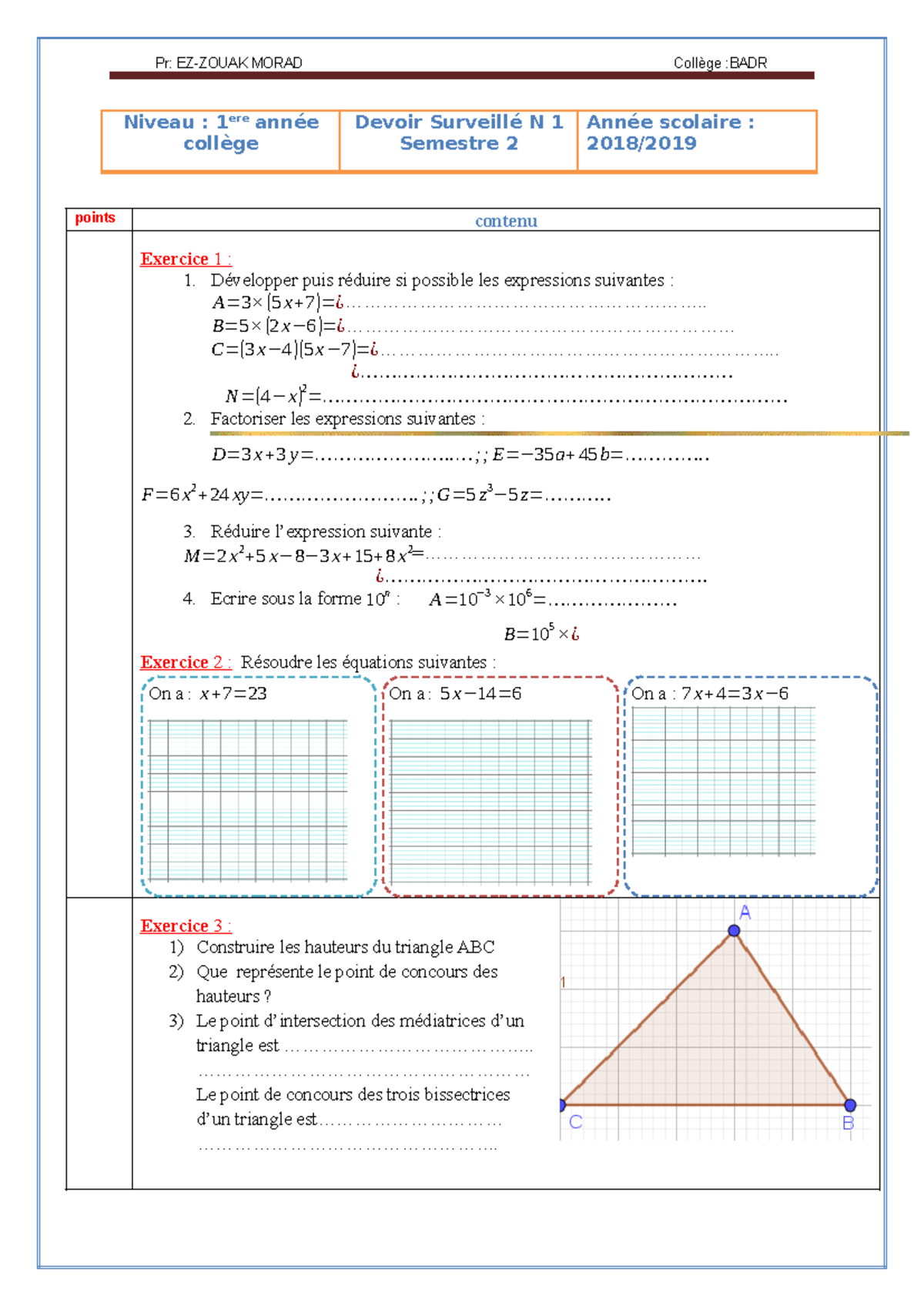 Devoir-N1-Maths-1AC-Semestre-2-Modele-1 - Pr: EZ-ZOUAK MORAD Collège ...