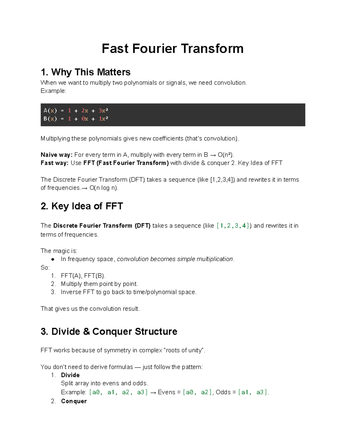 FFT - Fast Fourier Transform Overview and Key Concepts - Studocu