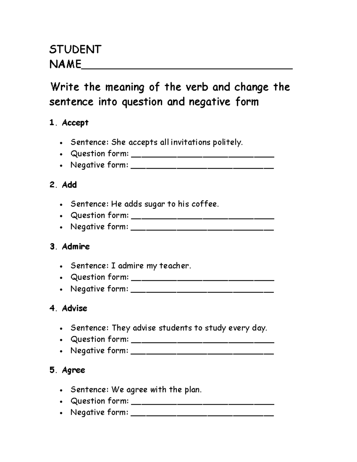 Verb Forms Quiz: Simple Present Tense (1-10) - Studocu