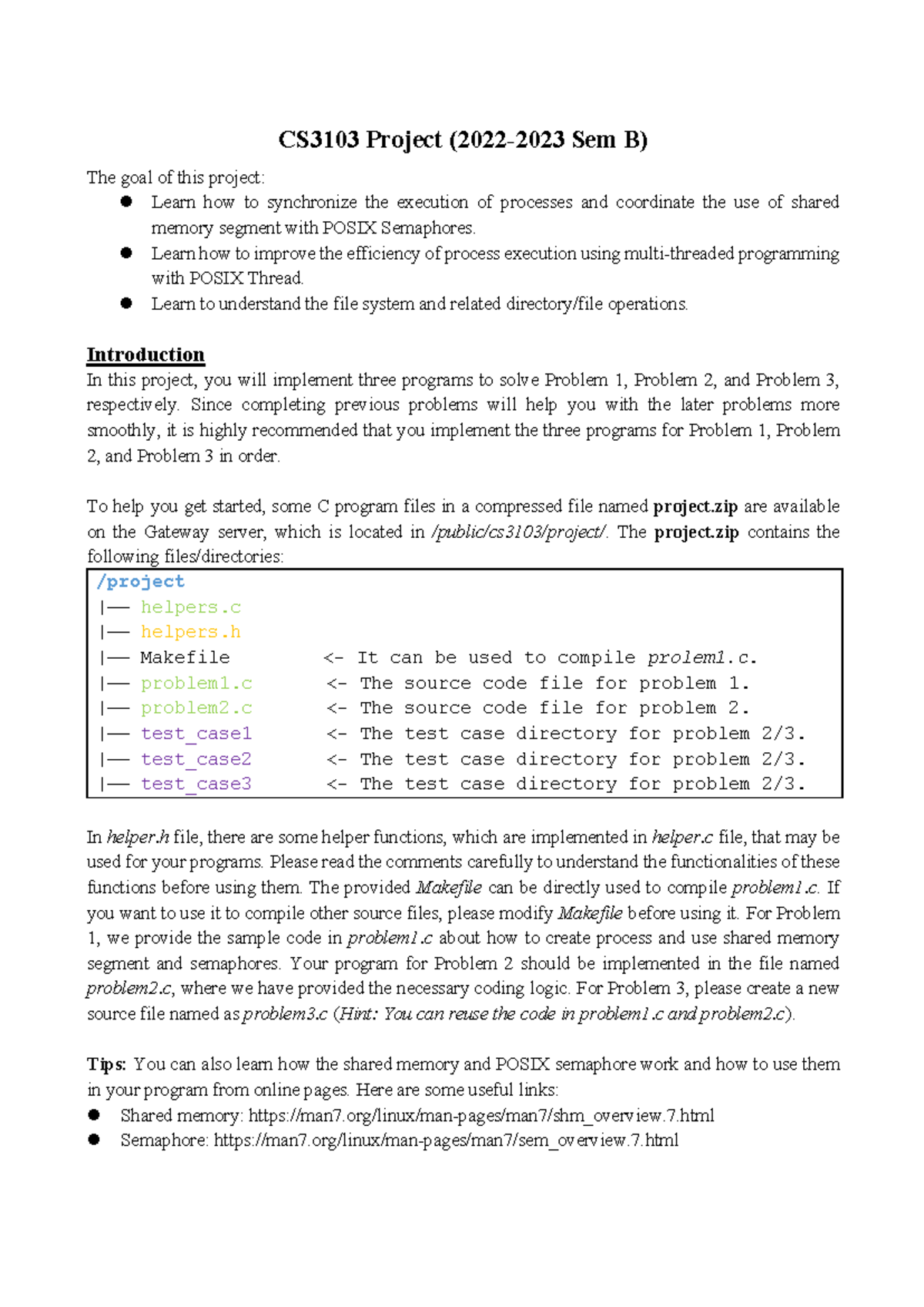 CS3103 Sem B Project Report: Process Sync & Multithreading Implementation - Studocu
