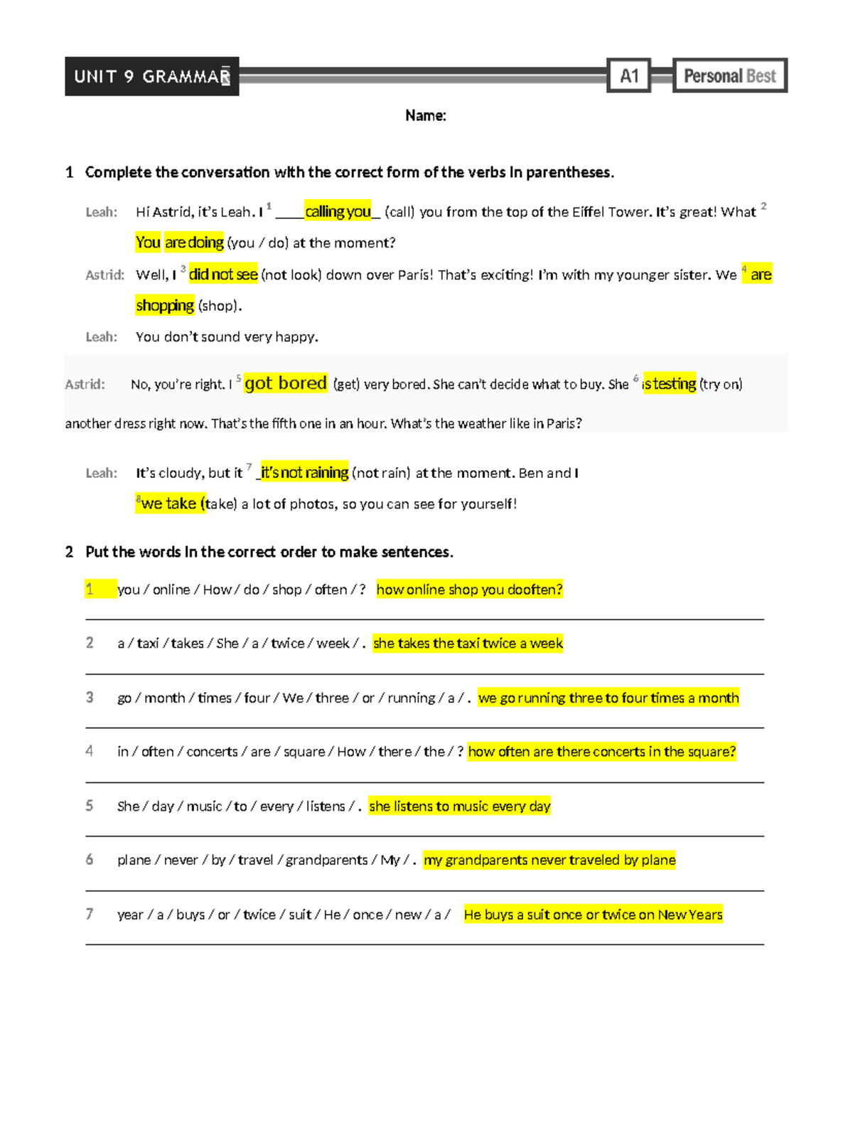 Module 6 Homework: Unit 9 Grammar Exercises and Answers - Studocu