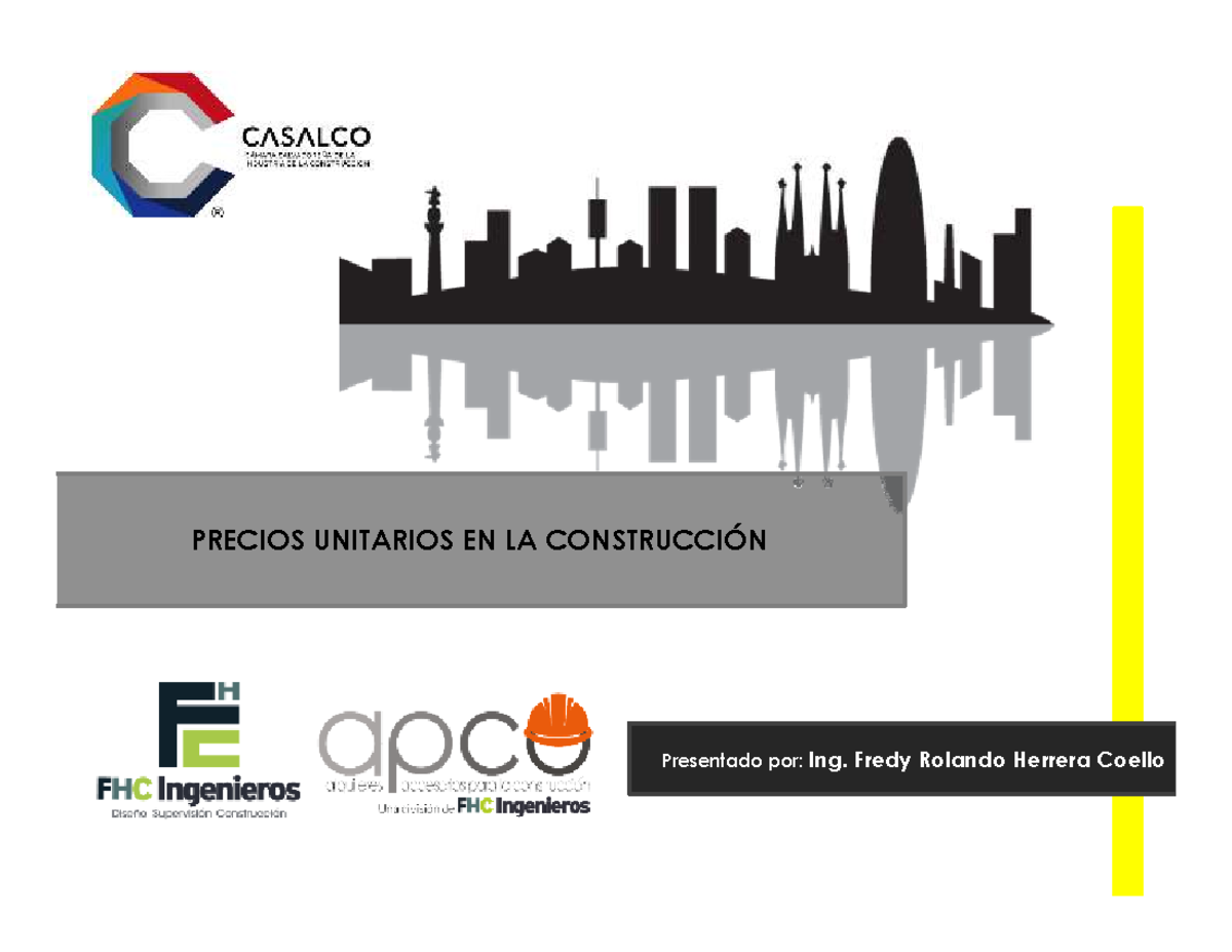 Precios Unitarios en Construcción - Casalco - 20/10/2020 - Studocu