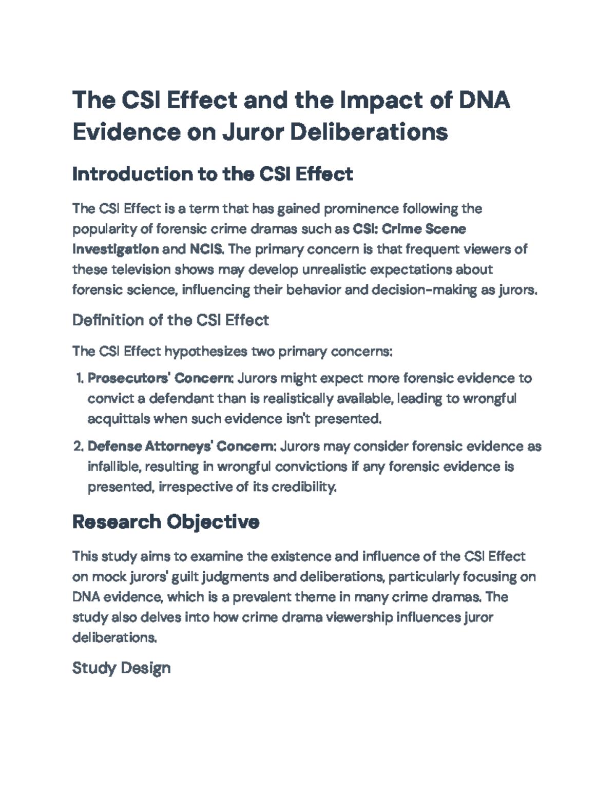 The CSI Effect: Influence of DNA Evidence on Juror Deliberations - The ...