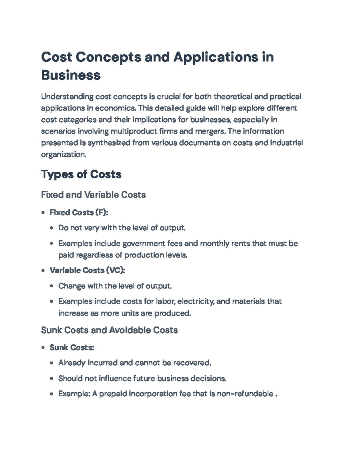 Cost Concepts and Applications in Business: A Comprehensive Guide ...
