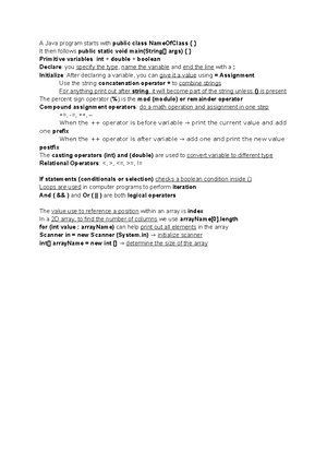 CS Exam 2 Cheat Sheet - Using a method after it is defined is known as ...