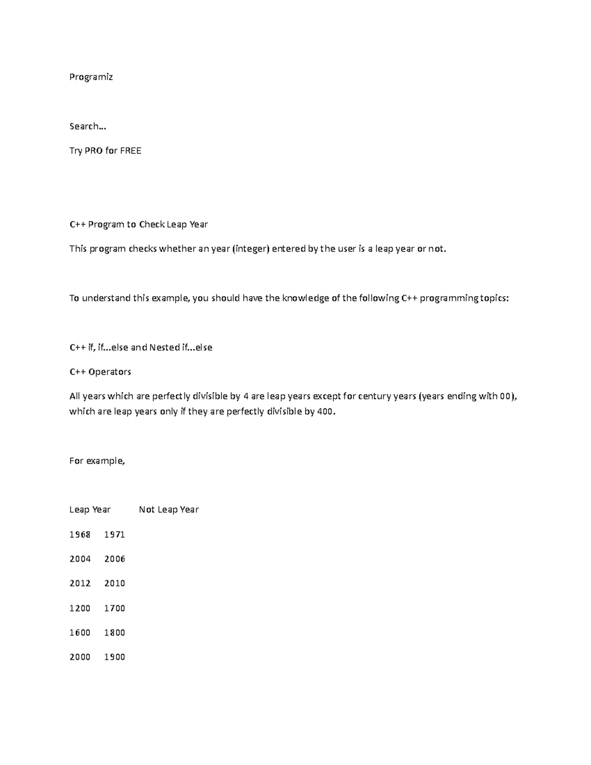 C 14 - Assignment - Programiz Search... Try PRO for FREE C++ Program to ...
