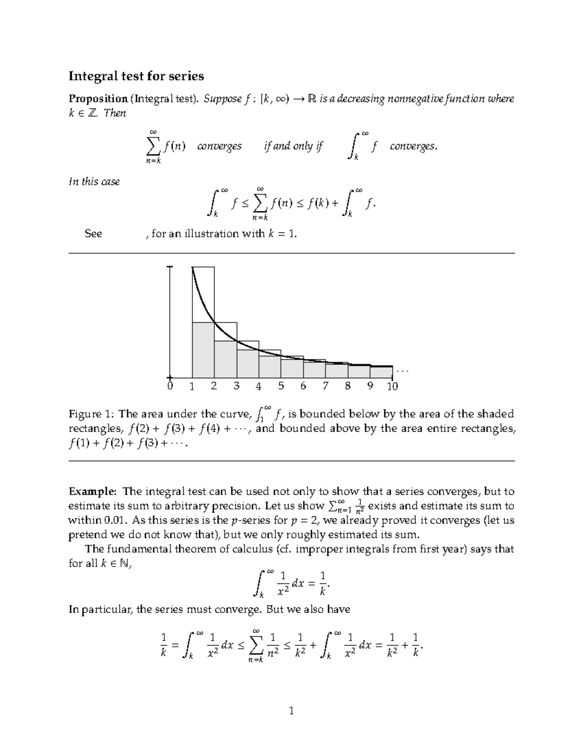 Integral Test for Series: Week 12 Analysis (MATH 101) - Studocu
