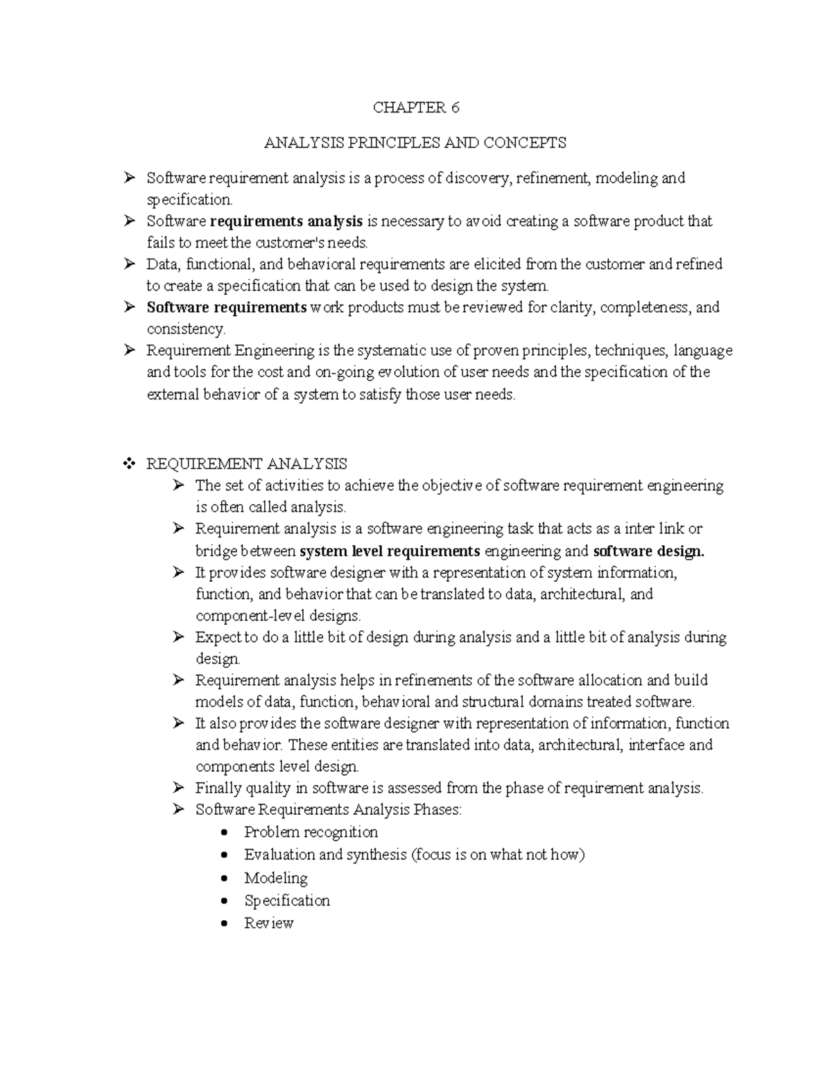 CHAPTER 6: SOFTWARE REQUIREMENT ANALYSIS PRINCIPLES AND CONCEPTS - Studocu